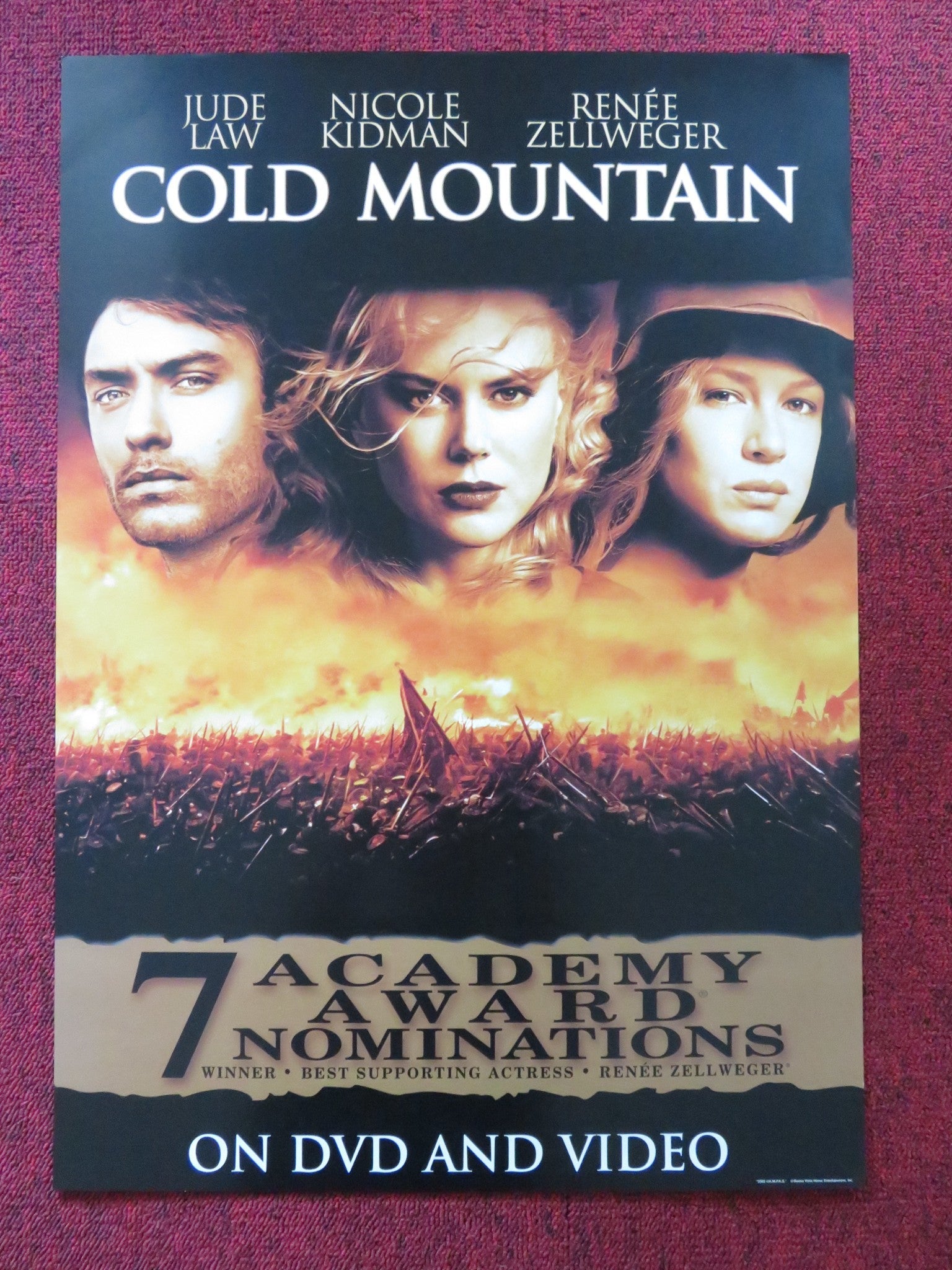 COLD MOUNTAIN VHS & DVD VIDEO POSTER JUDE LAW NICOLE KIDMAN 2003 ...