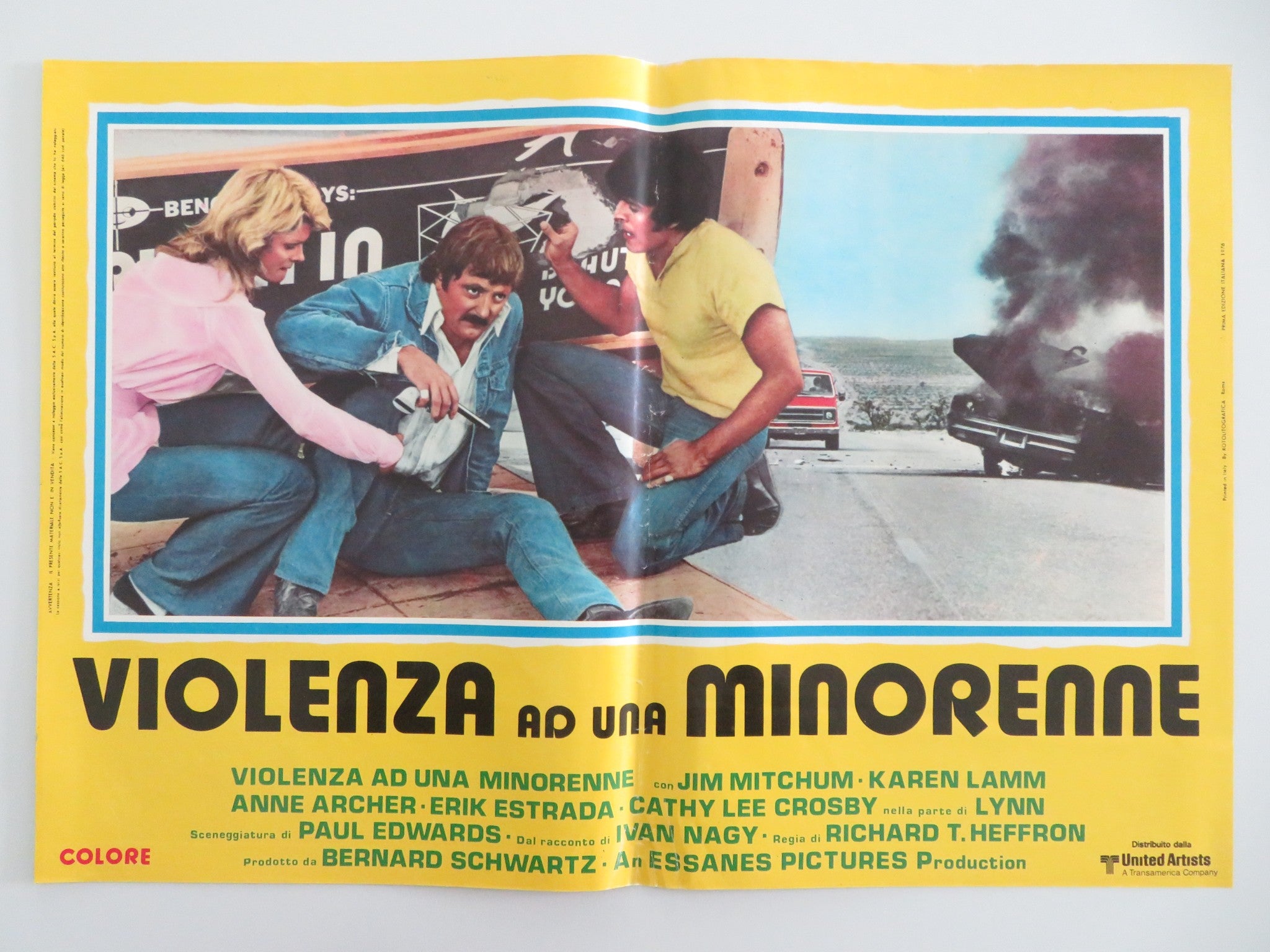 TRACKDOWN - C ITALIAN FOTOBUSTA POSTER JAMES MITCHUM ERIK ESTRADA 1976 – Rendezvous Cinema