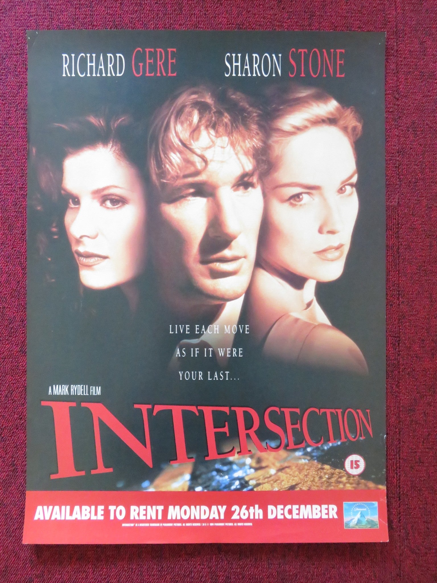 INTERSECTION VHS VIDEO POSTER SHARON STONE RICHARD GERE 1994 – Rendezvous Cinema