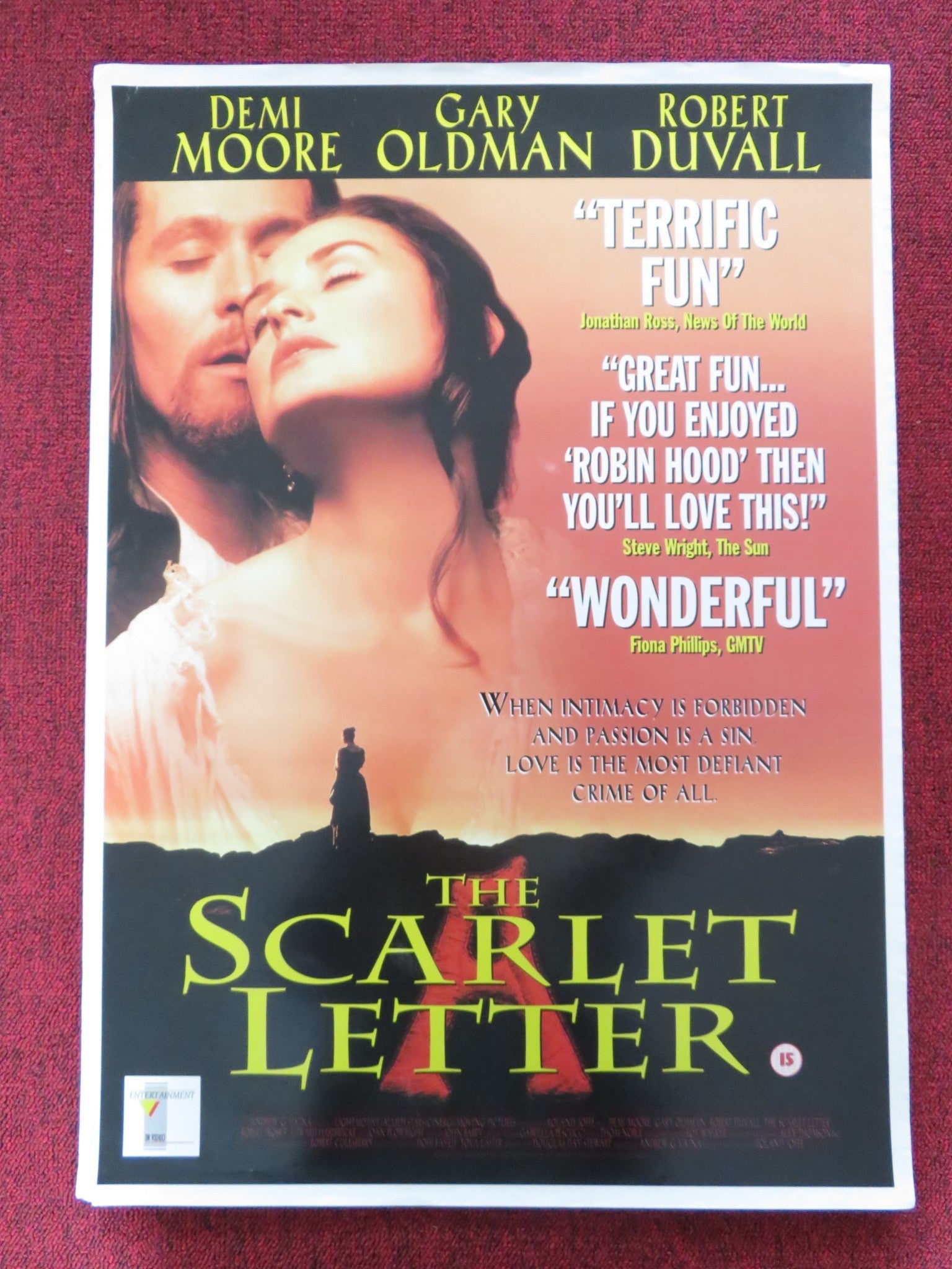 THE SCARLET LETTER VHS POSTER ROLLED DEMI MOORE GARY OLDMAN 1995 ...