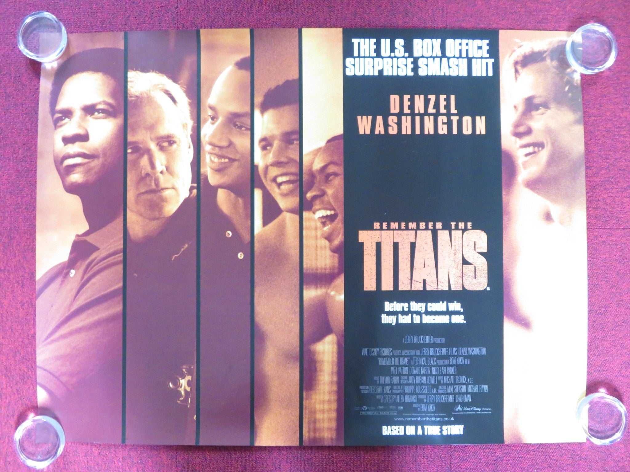 REMEMBER THE TITANS UK QUAD (30"x 40") ROLLED POSTER DENZEL WASHINGTON ...