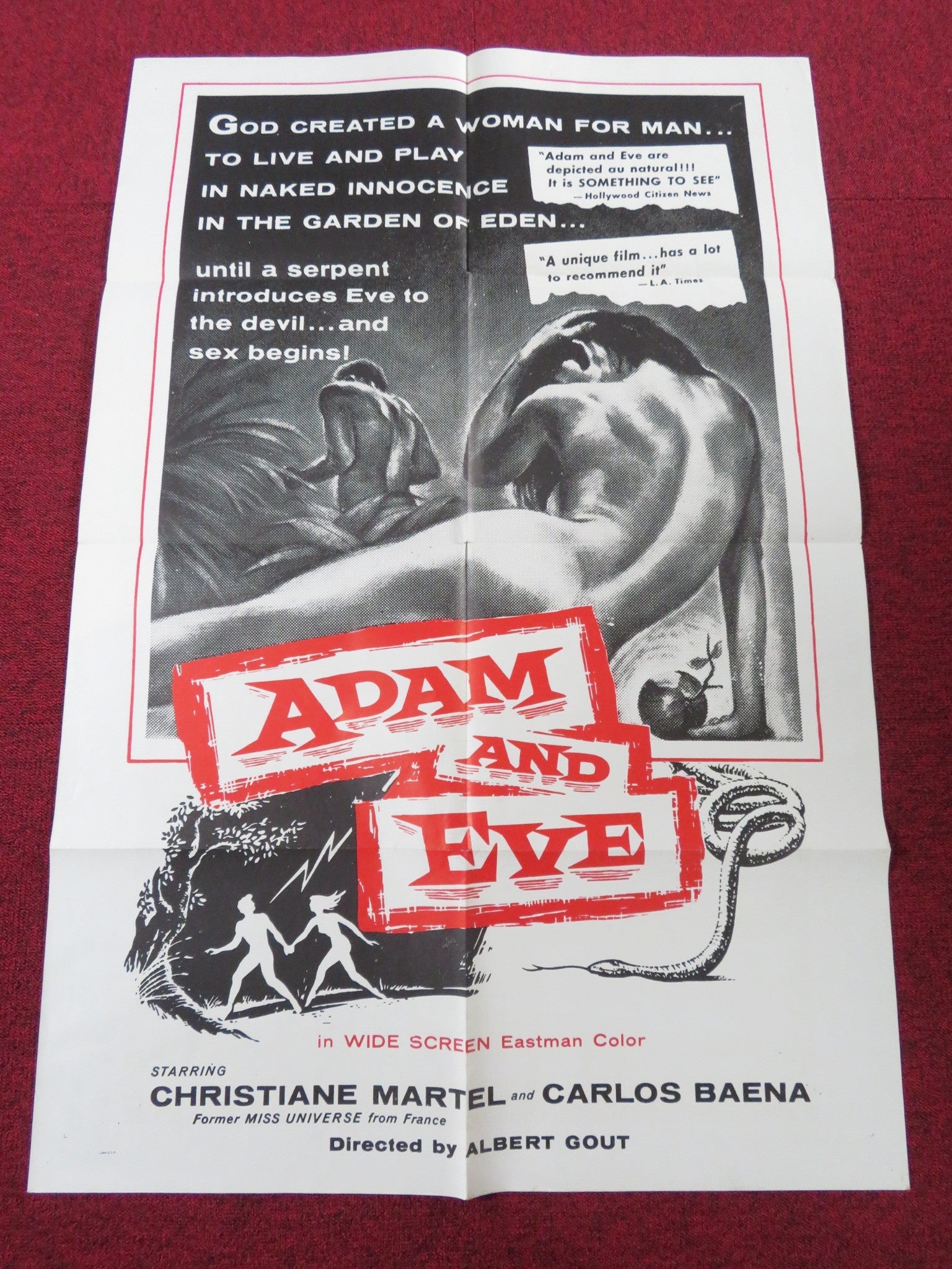 ADAM AND EVE FOLDED US ONE SHEET POSTER CHRISTIANE MARTEL CARLOS BAENA ...
