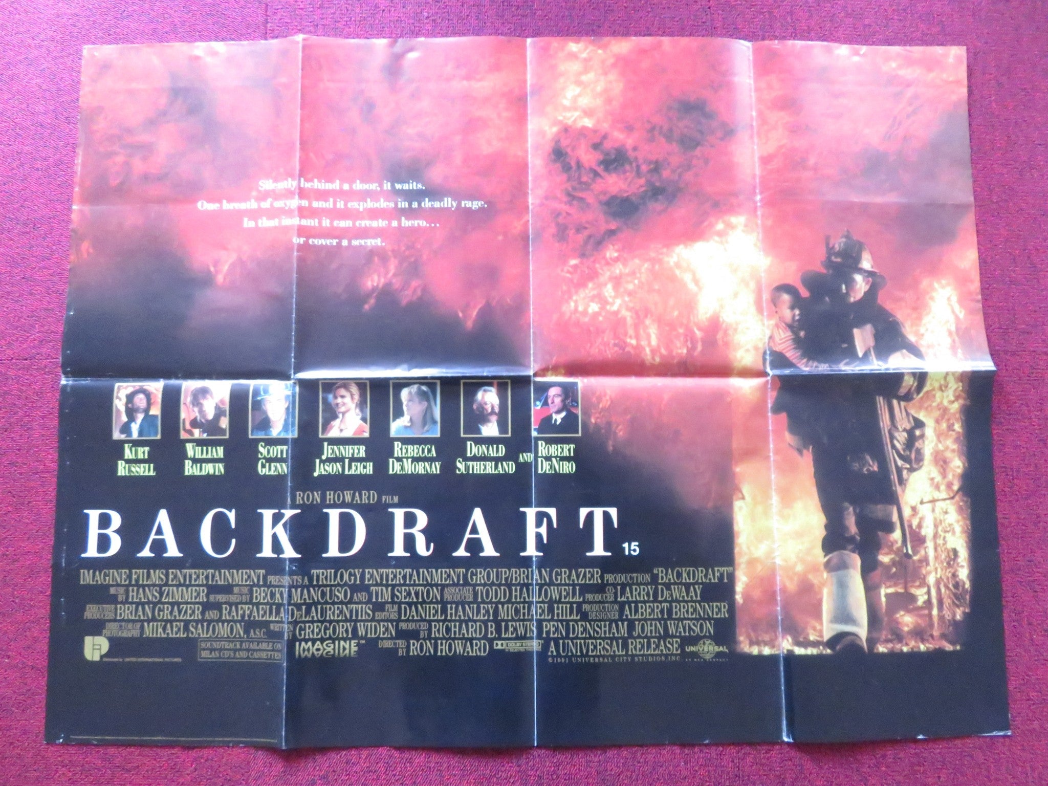 BACKDRAFT UK QUAD POSTER FOLDED KURT RUSSELL WILLIAM BALDWIN 1991 ...