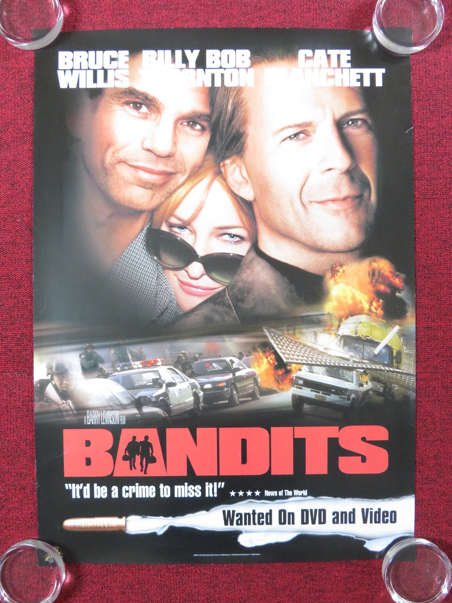 BANDITS DVD & VHS VIDEO POSTER ROLLED BRUCE WILLIS BILLY BOB THORNTON ...