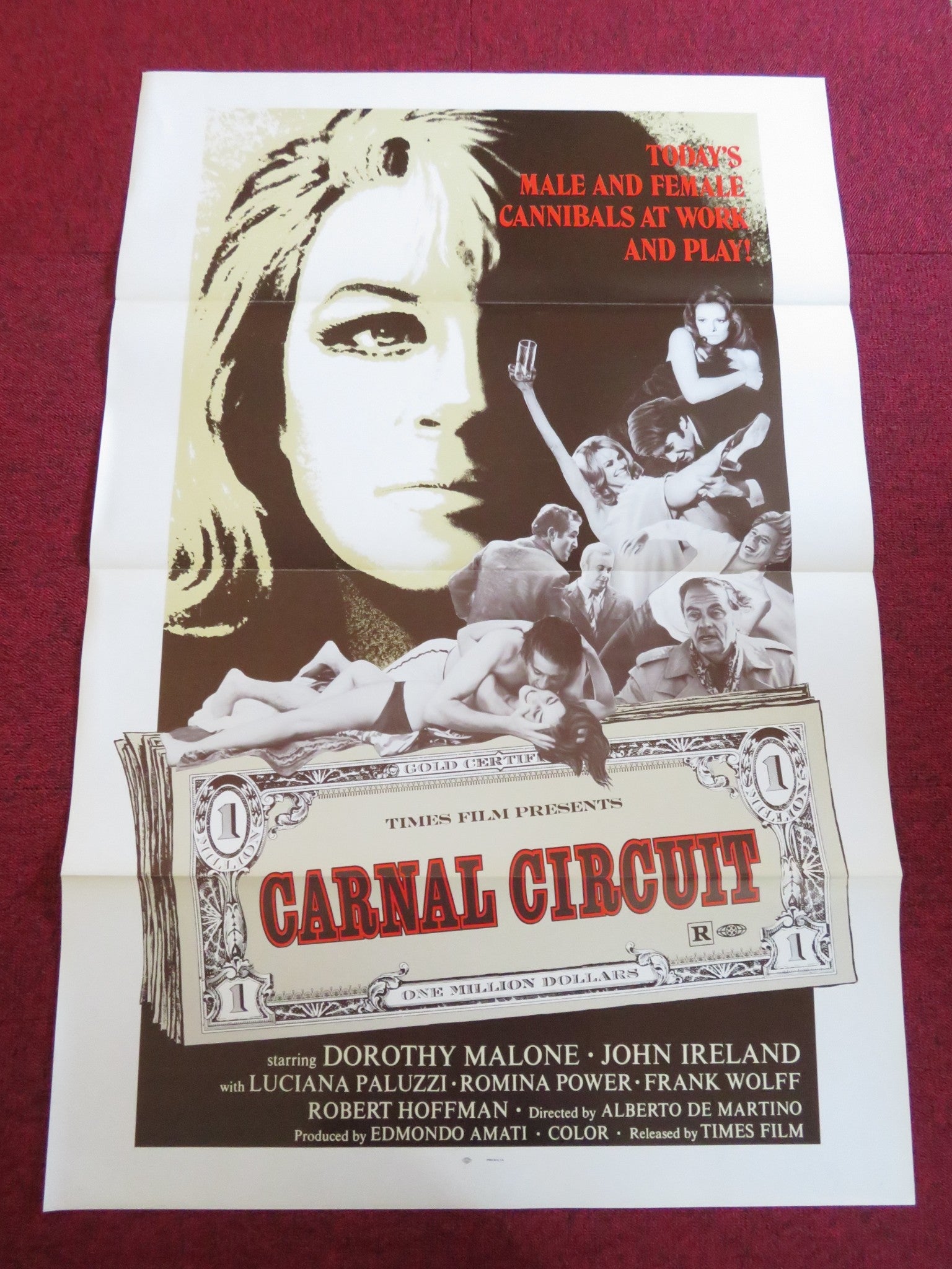 CARNAL CIRCUIT US TRI FOLDED ONE SHEET ROLLED POSTER DOROTHY MALONE IR ...