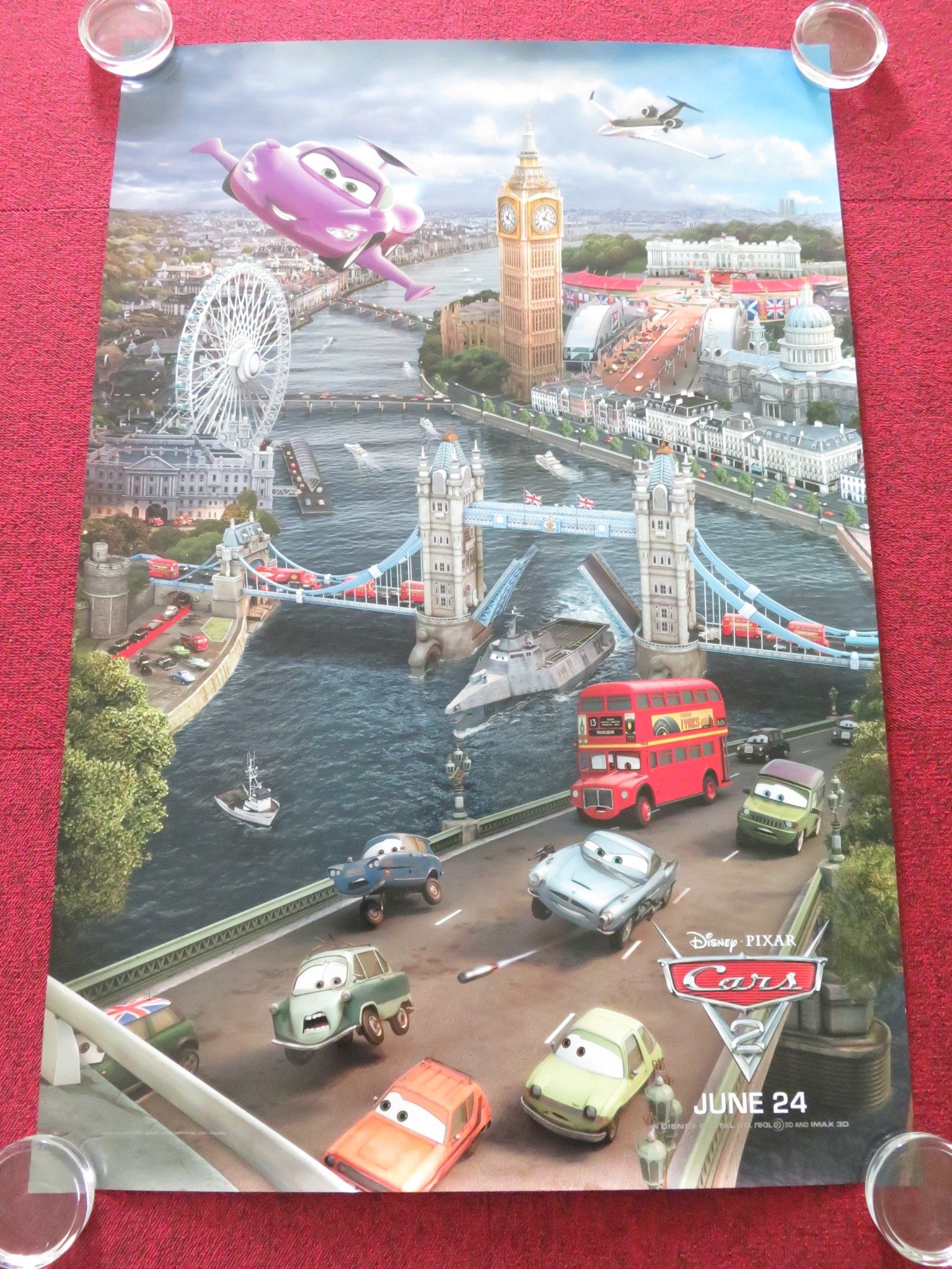 CARS 2 - G US ONE SHEET ROLLED POSTER MARGARET QUALLEY 2024 DISNEY WIL ...