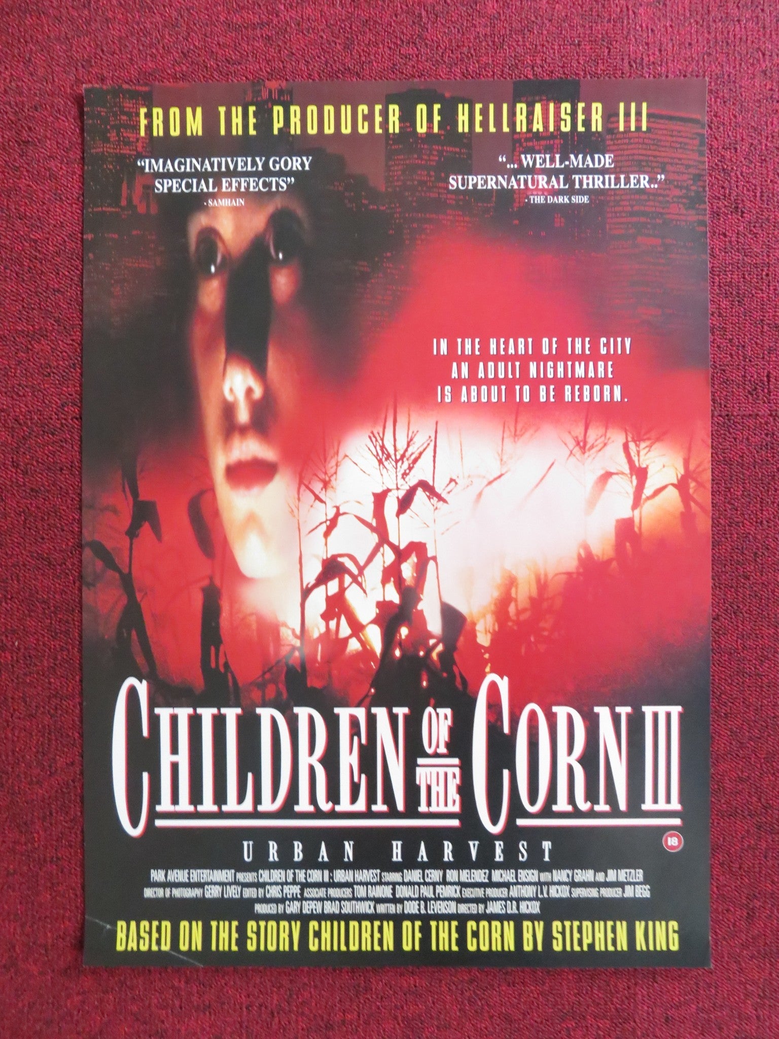 CHILDREN OF THE CORN III: URBAN HARVEST VHS VIDEO POSTER DANIEL CERNY ...