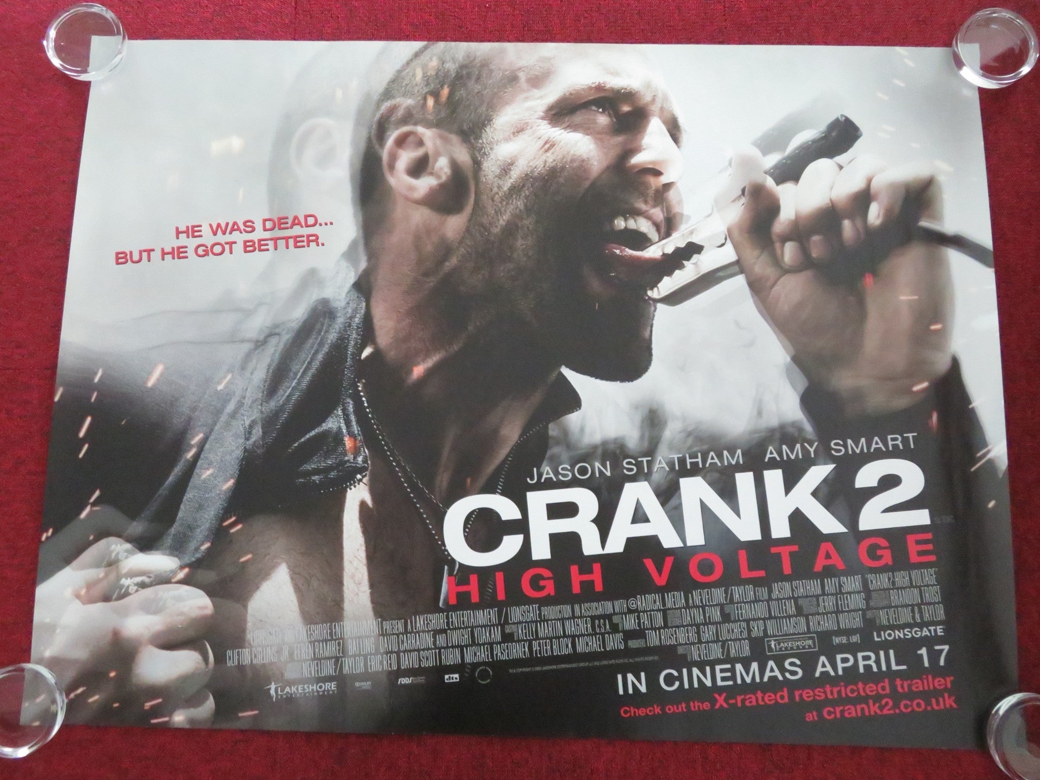 CRANK 2: HIGH VOLTAGE UK QUAD ROLLED POSTER JASON STATHAM AMY SMART 20 ...