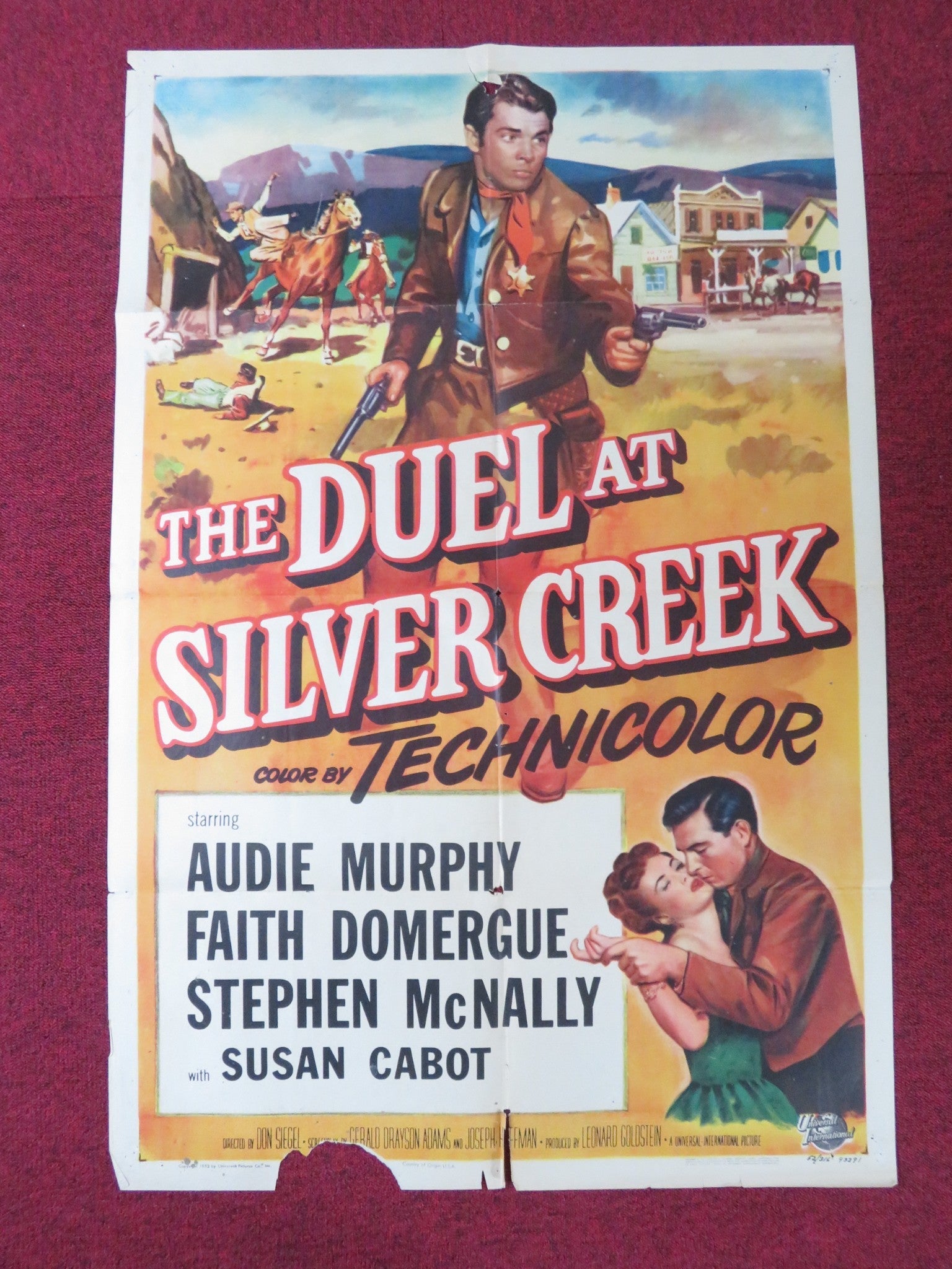 DUEL AT SILVER CREEK FOLDED US ONE SHEET POSTER AUDIE MURPHY FAITH DOM ...