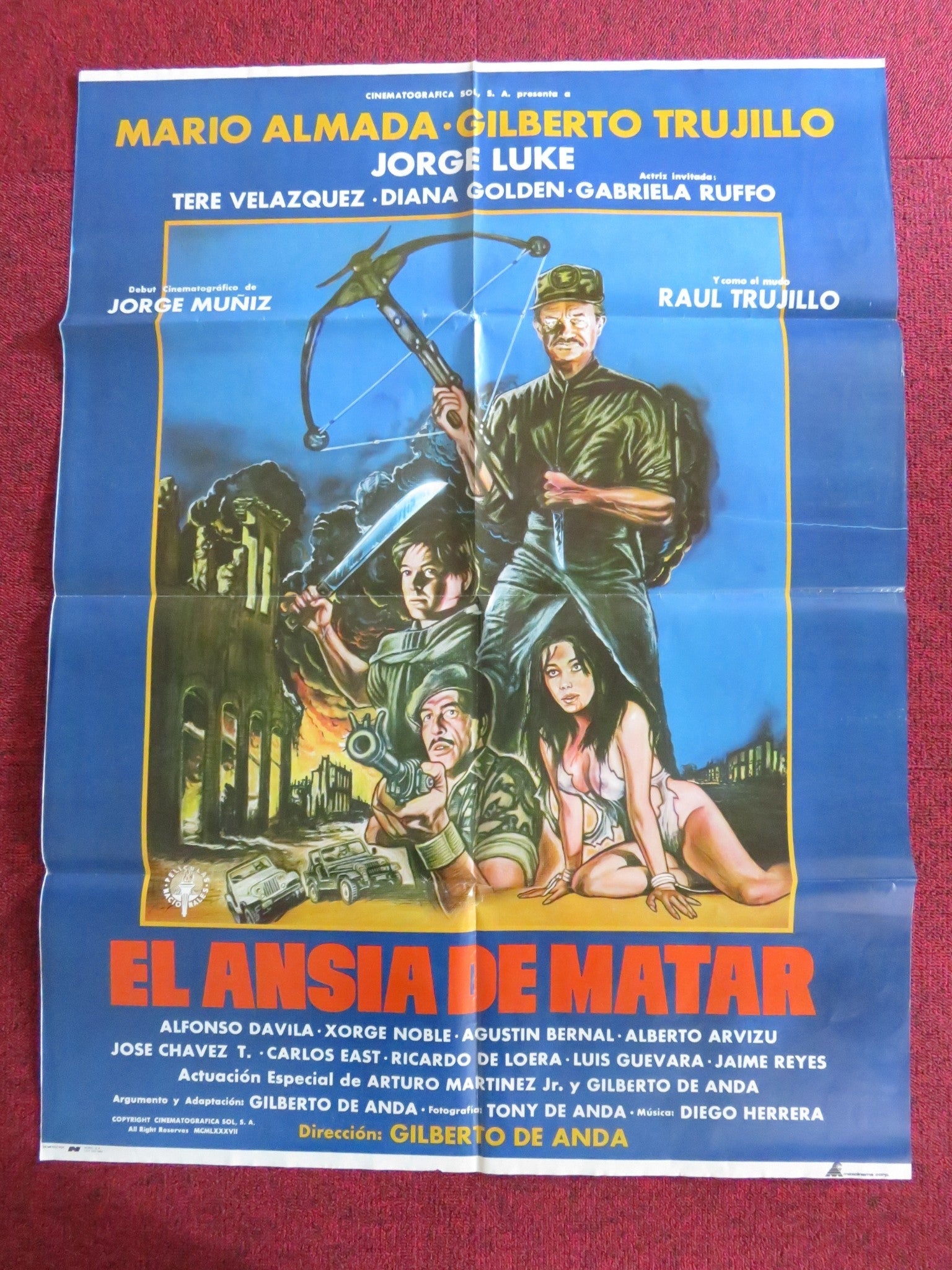 EL ANSIA DE MATAR MEXICAN POSTER FOLDED MARIO ALMADA JORGE LUKE 1987 ...