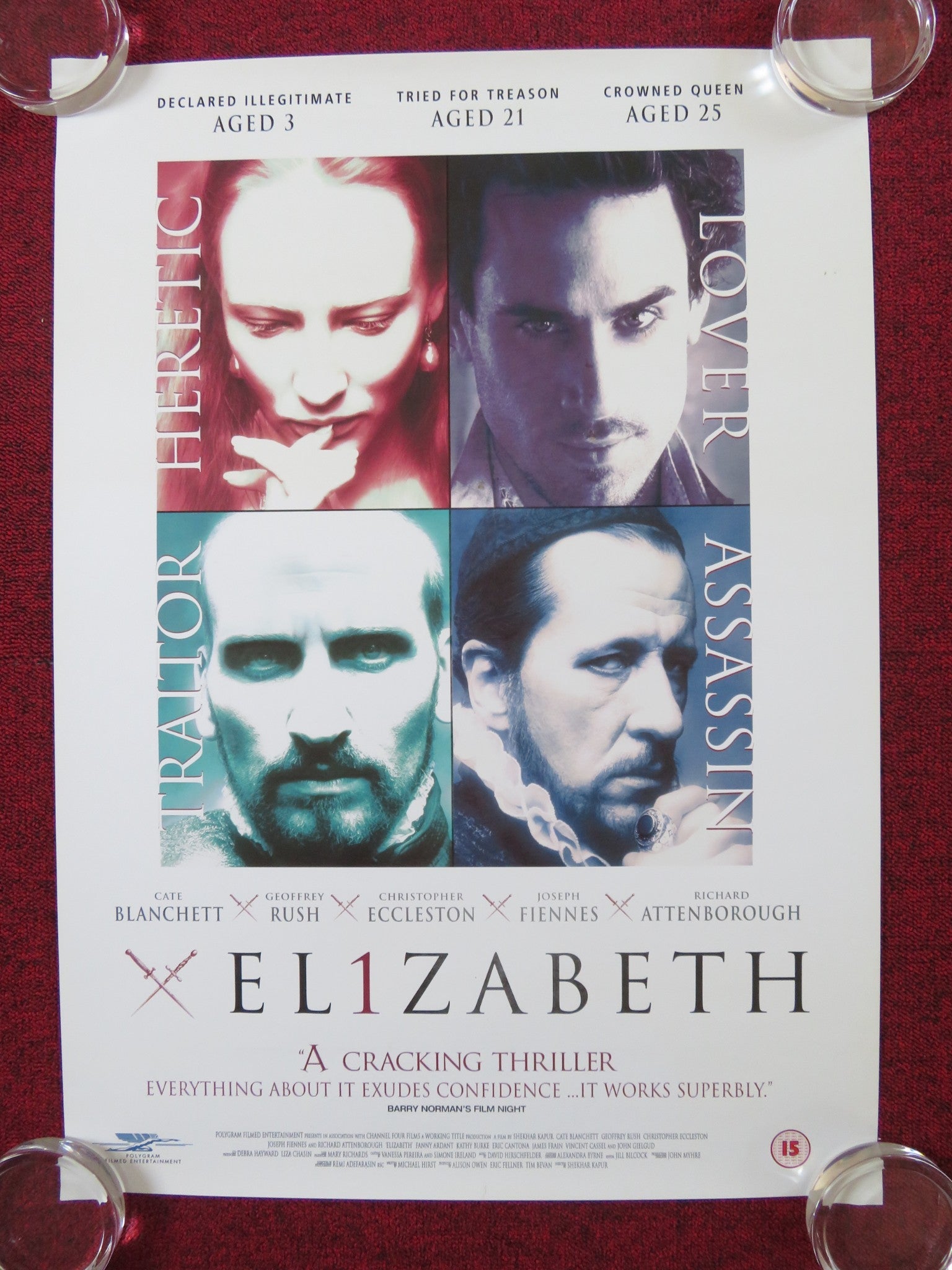 ELIZABETH VHS VIDEO POSTER ROLLED CATE BLANCHETT JOSEPH FIENNES 1998 ...