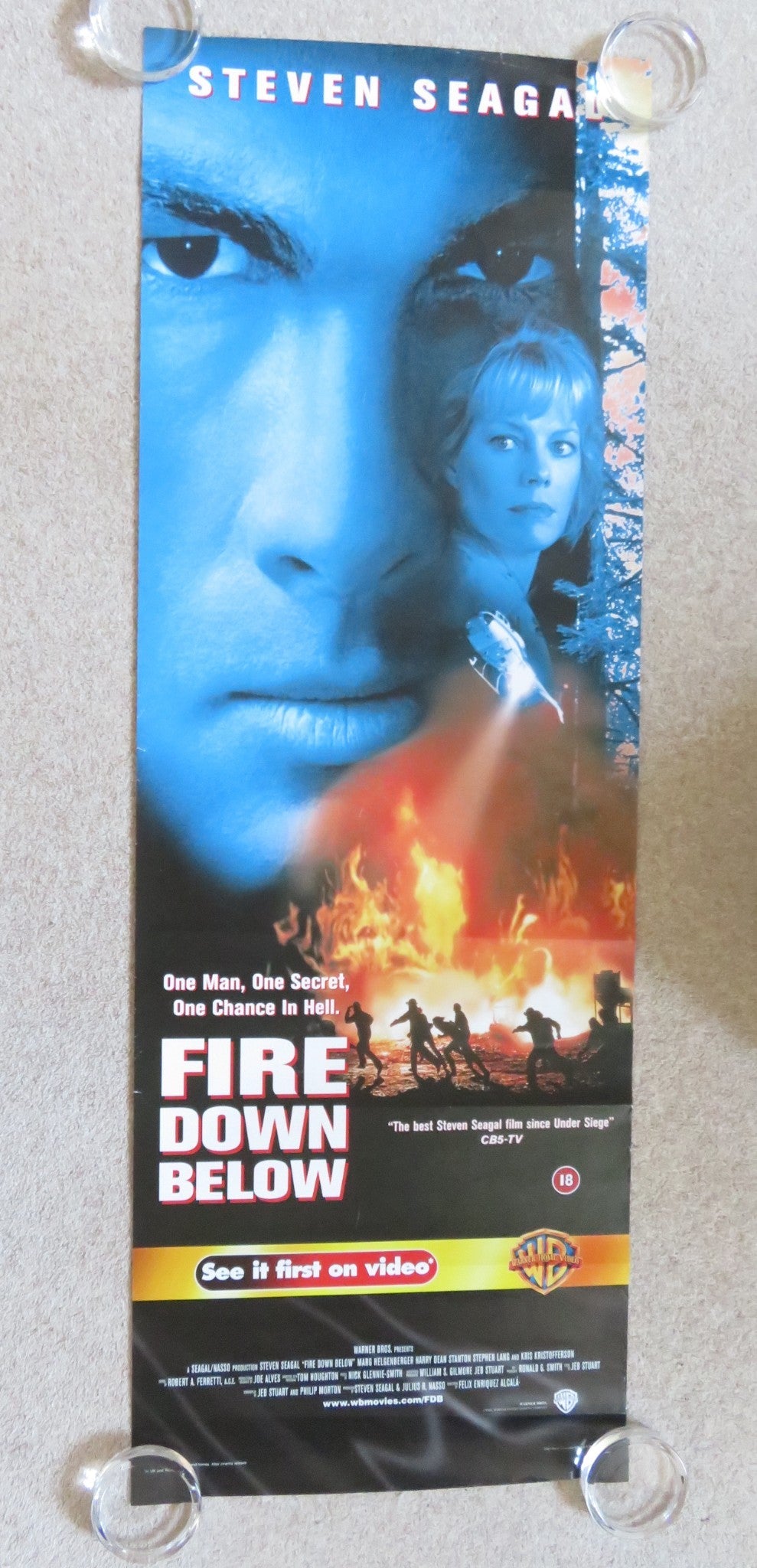 FIRE DOWN BELOW VHS VIDEO POSTER STEVEN SEAGAL MARG HELGENBERGER 1997 ...