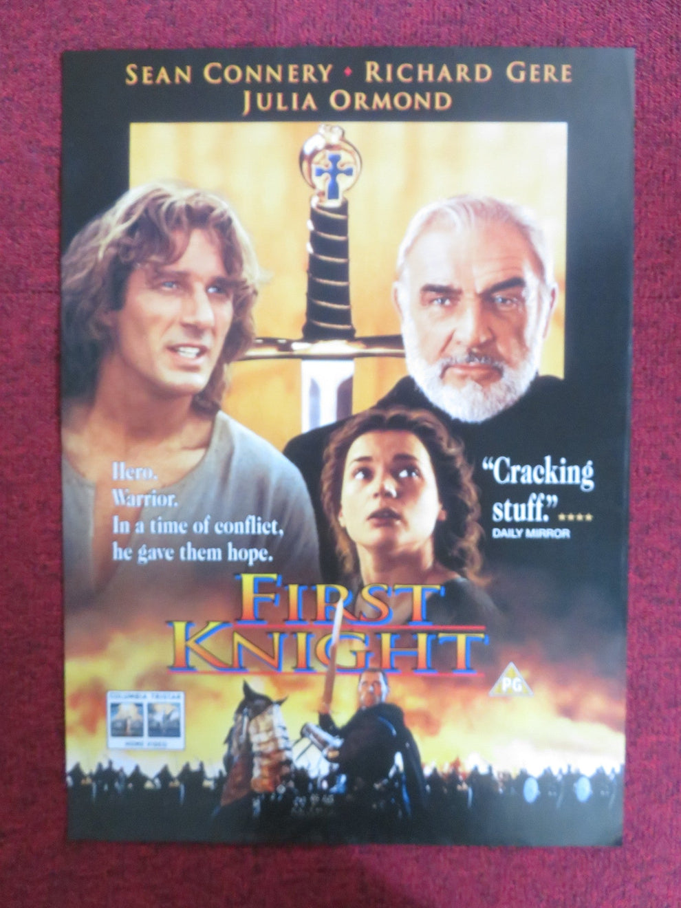 FIRST KNIGHT VHS VIDEO POSTER SEAN CONNERY RICHARD GERE 1995 ...