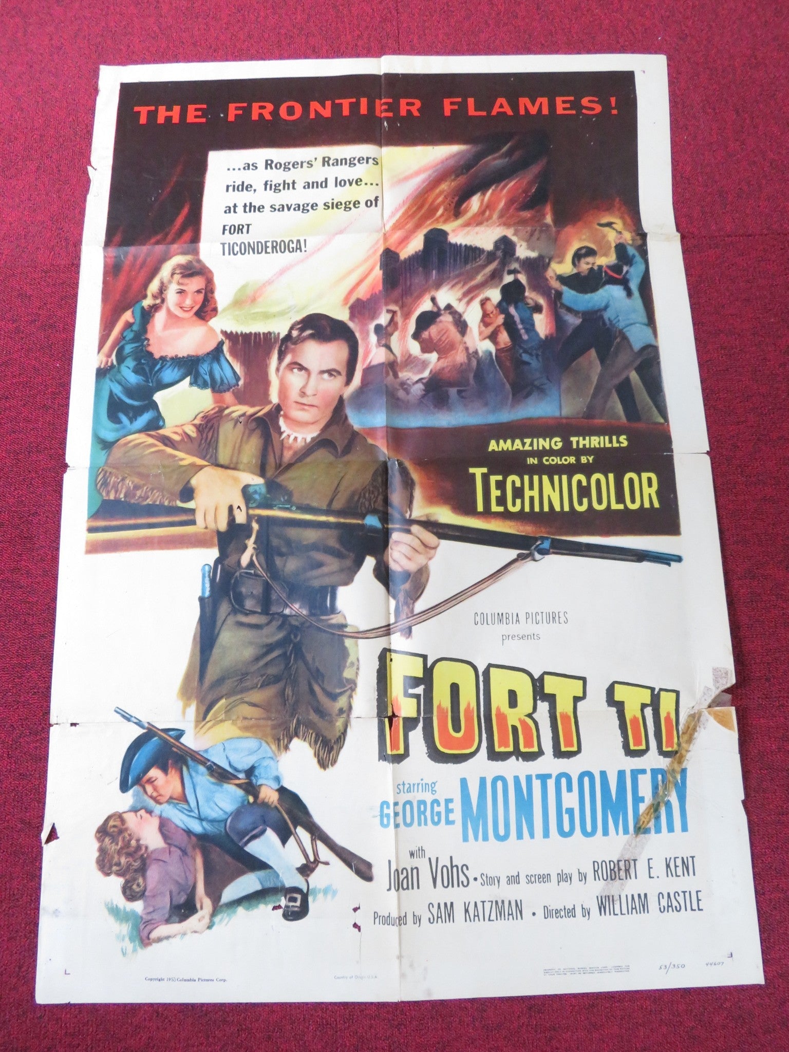 FORT TI FOLDED US ONE SHEET POSTER GEORGE MONTGOMERY JOAN VOHS 1953 ...