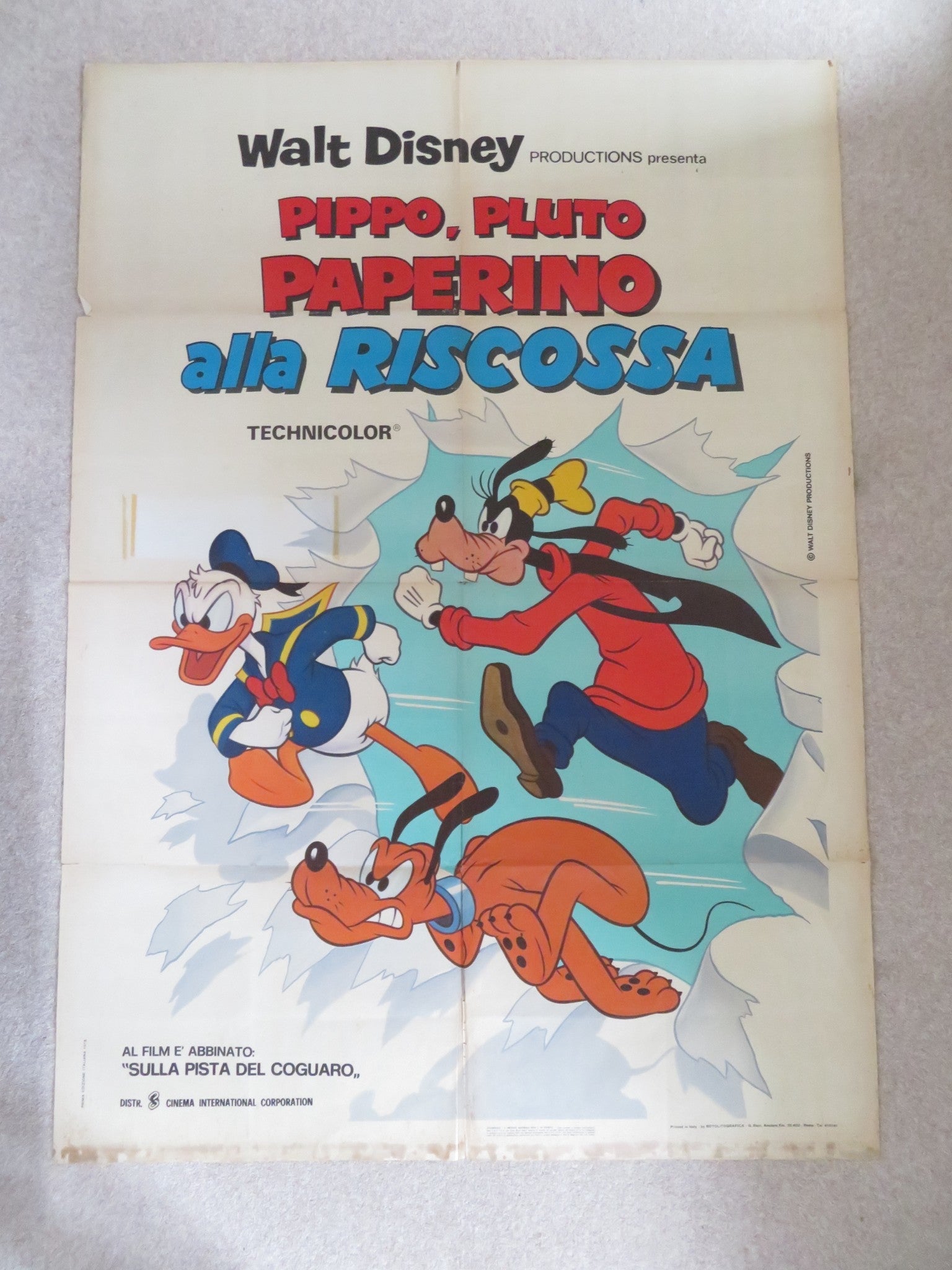 GOOFY, PLUTO AND DONALD DUCK TO THE RESCUE ITALIAN 2 FOGLIO POSTER DIS ...