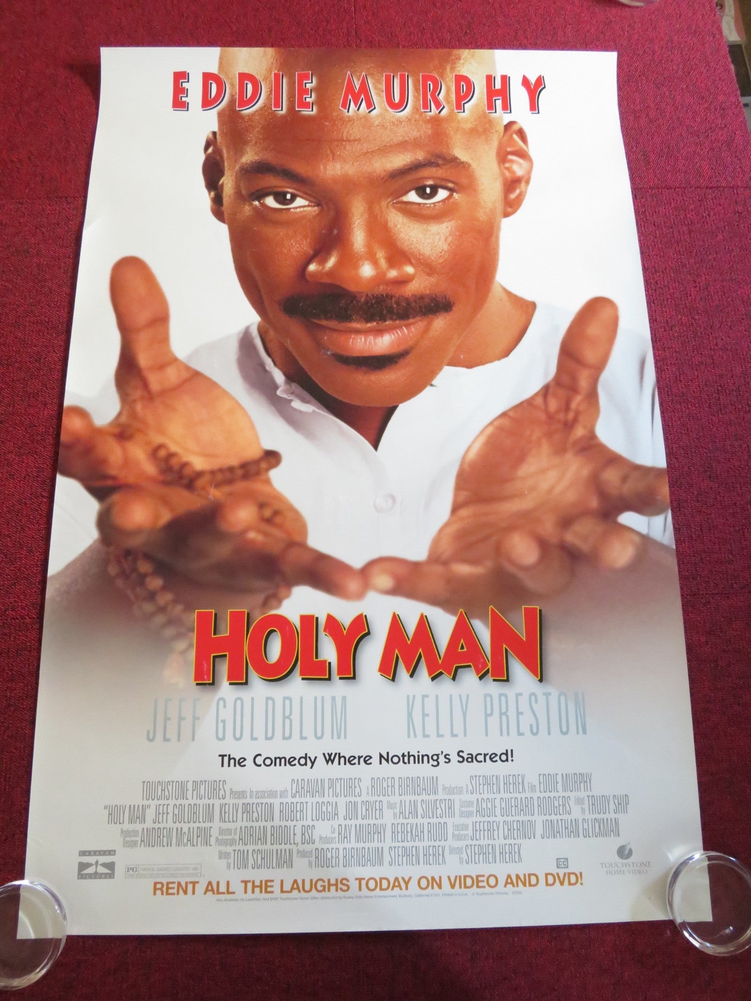 HOLY MAN DVD & VHS VIDEO POSTER ROLLED EDDIE MURPHY JEFF GOLDBLUM 1998 ...