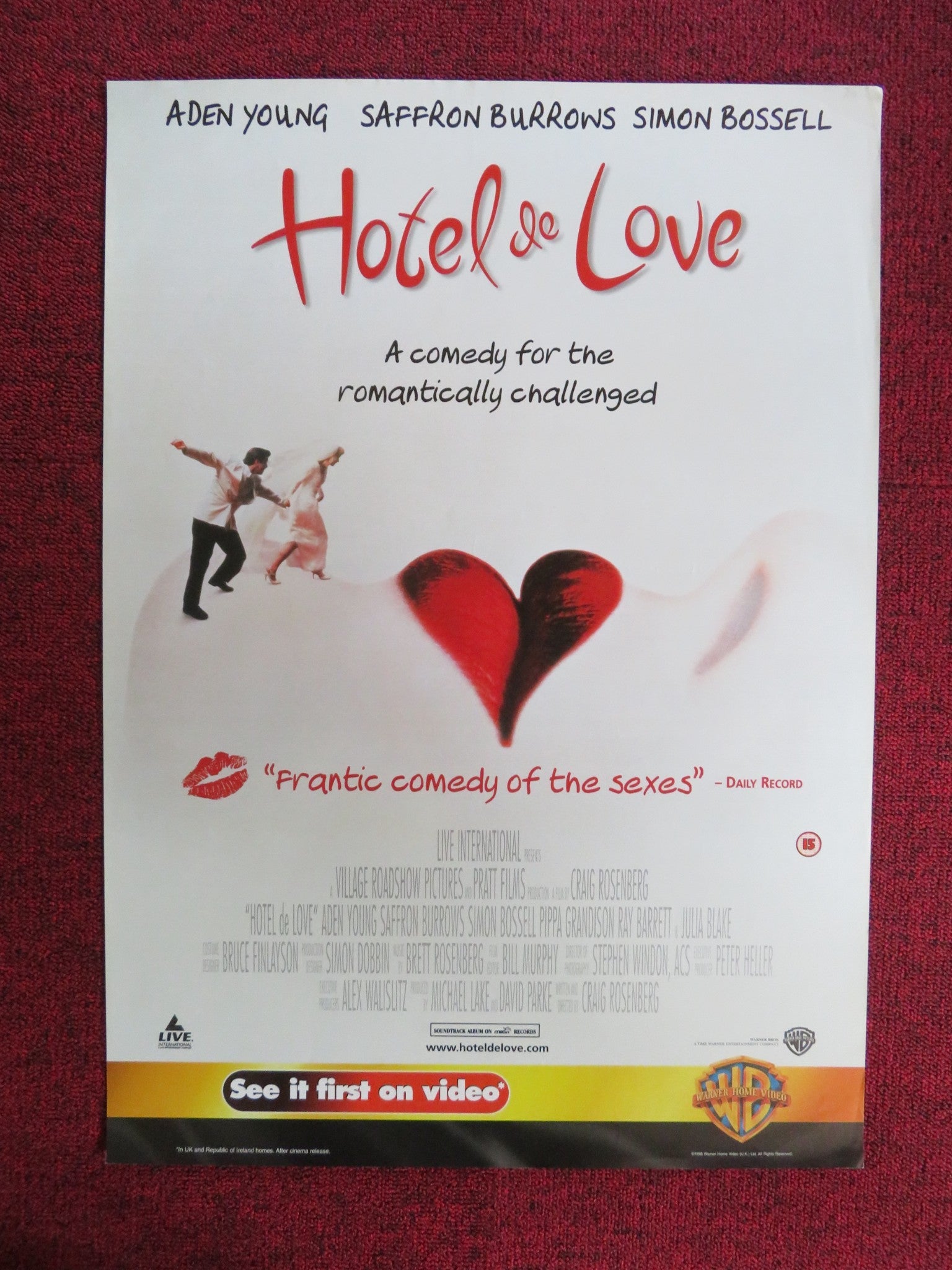 HOTEL DE LOVE VHS VIDEO POSTER ADEN YOUNG SAFFRON BURROWS 1996 ...