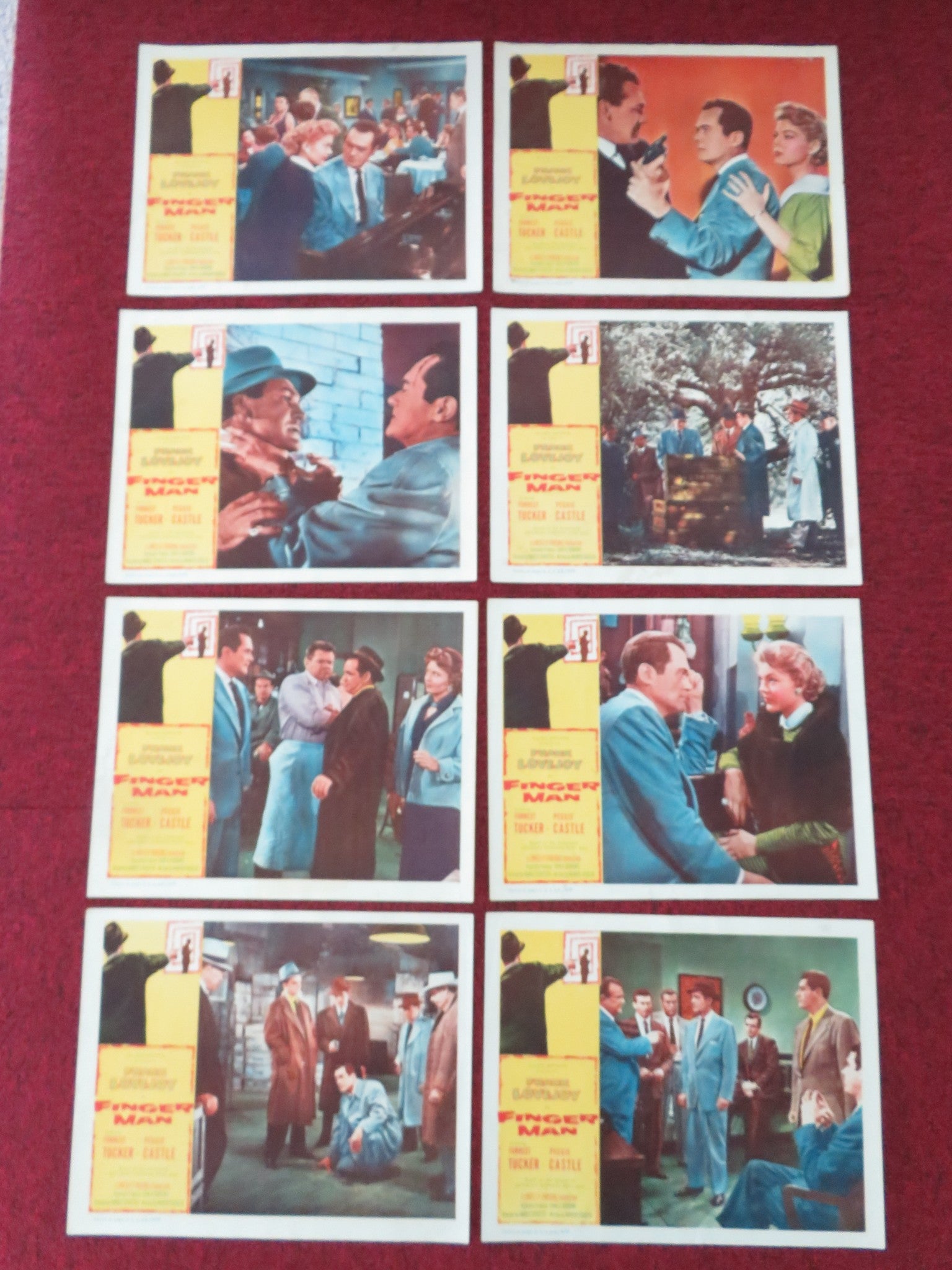 FINGER MAN US LOBBY CARD FULL SET FRANK LOVEJOY FORREST TUCKER P. CAST ...