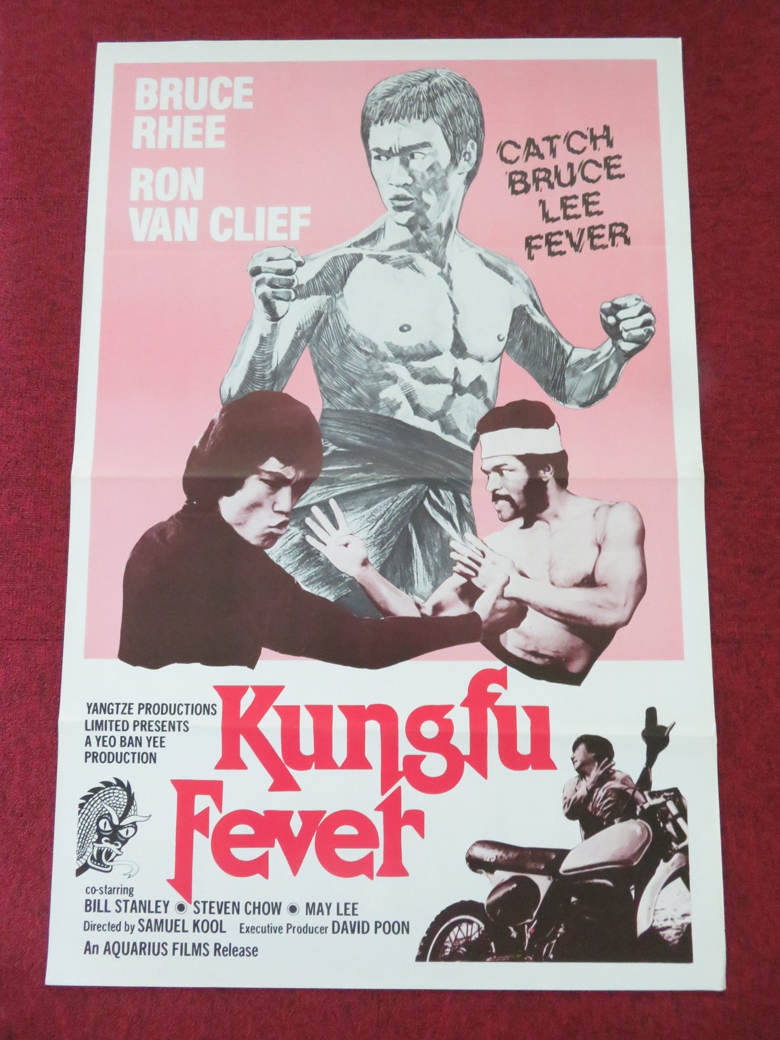 KUNG FU FEVER US TRI FOLDED ONE SHEET ROLLED POSTER BRUCE RHEE R. VAN ...