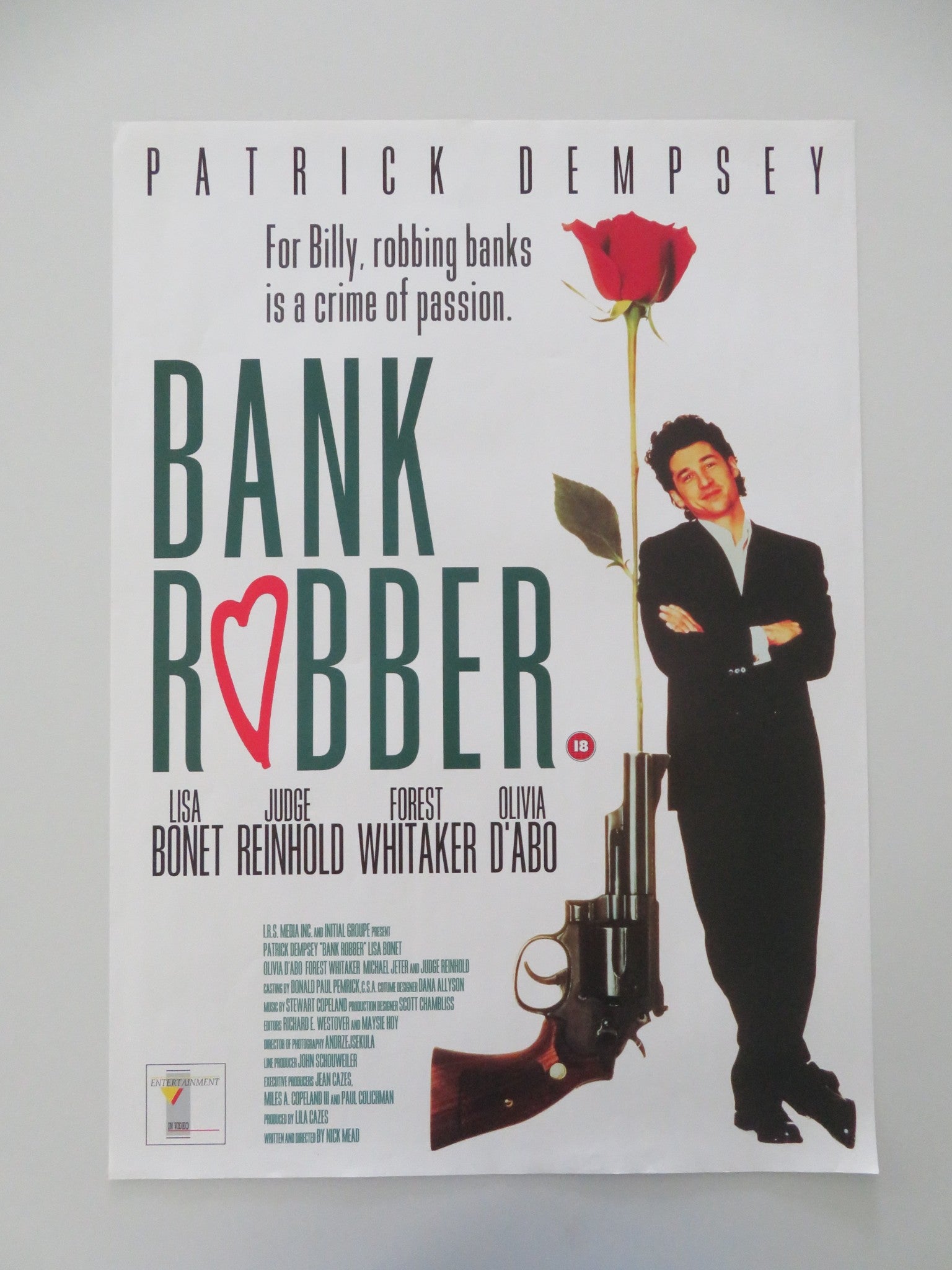 BANK ROBBER VHS VIDEO POSTER ROLLED PATRICK DEMPSEY LISA BONET 1993 ...