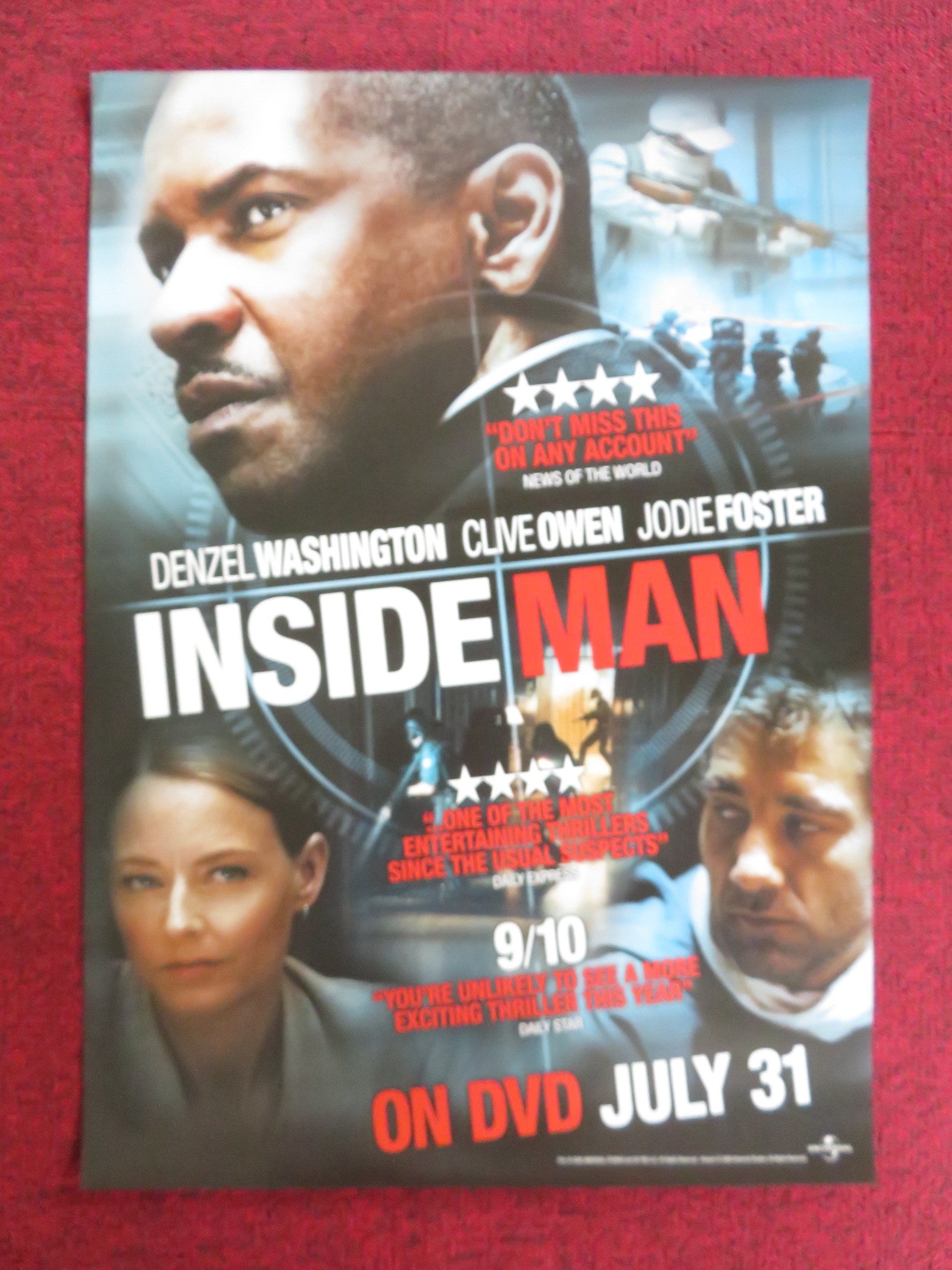 INSIDE MAN DVD POSTER DENZEL WASHINGTON JODIE FOSTER 2006 – Rendezvous ...