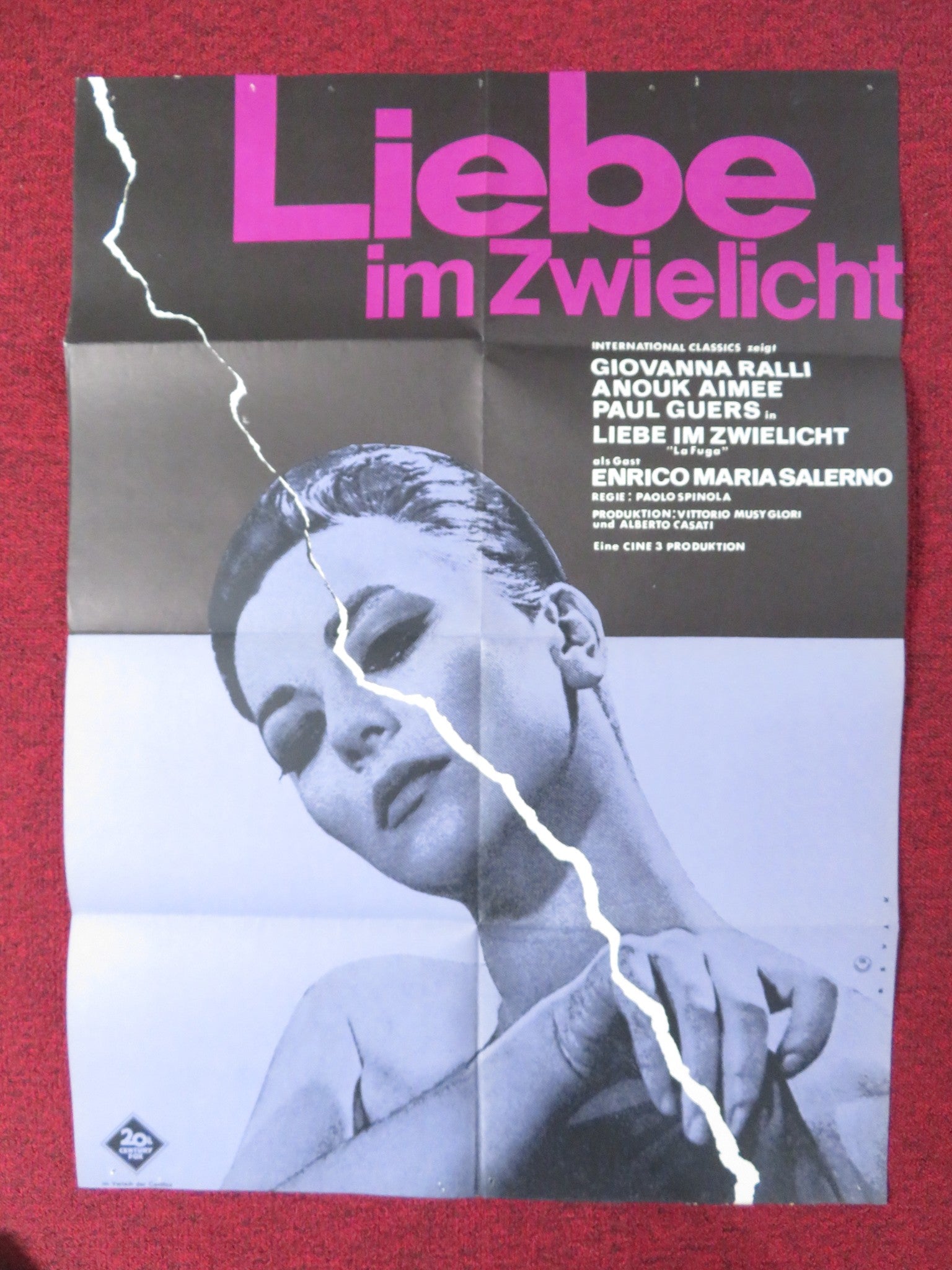 LA FUGA GERMAN A1 POSTER FOLDED GIOVANNA RALLI ANOUK AIMEE 1967 ...