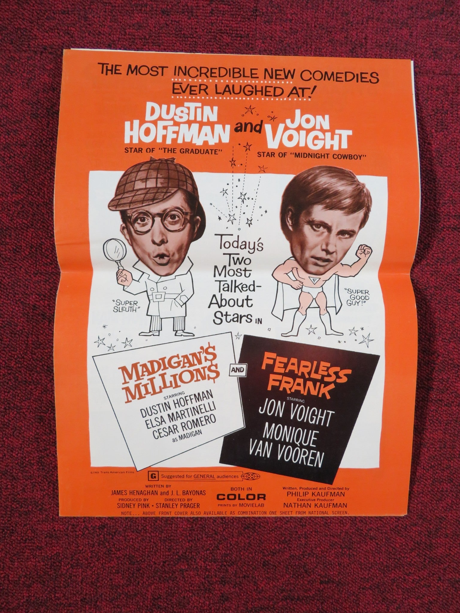 MADIGAN'S MILLIONS FEARLESS FRANK COMBO UNCUT FOLDED PRESS BOOK 1969 ...