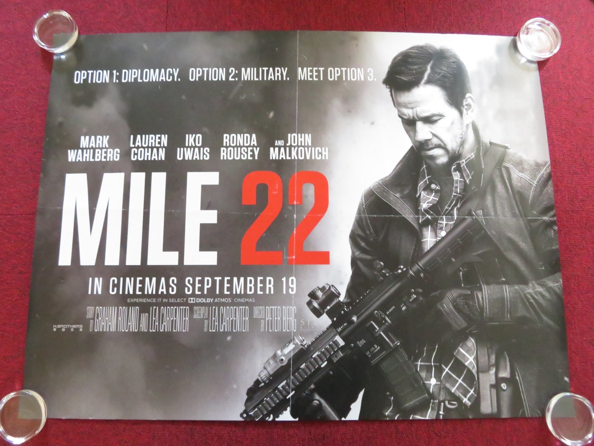 MILE 22 UK QUAD ROLLED POSTER MARK WAHLBERG JOHN MALKOVICH 2018 ...