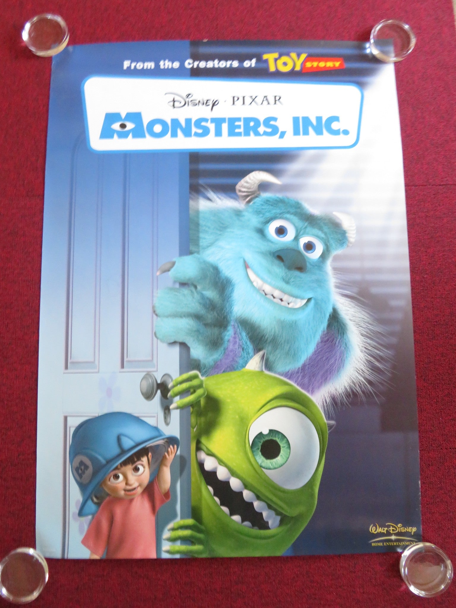 MONSTERS, INC POSTER ROLLED DISNEY PIXAR JOHN GOOODMAN BILLY CRYSTAL 2 ...