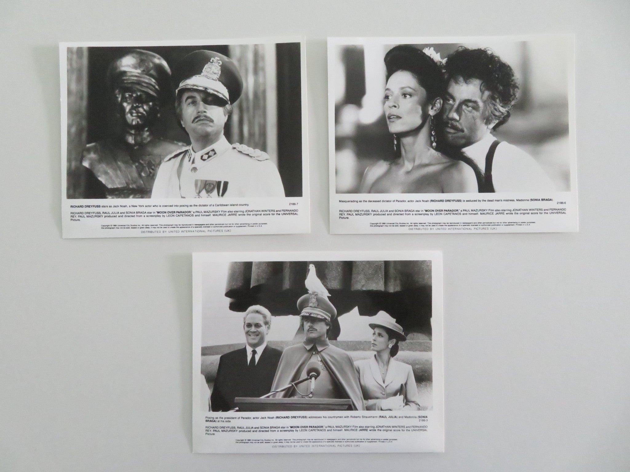 MOON OVER PARADOR MOVIE STILL PHOTO LOT OF 3 RICHARD DREYFUSS RAUL JUL ...