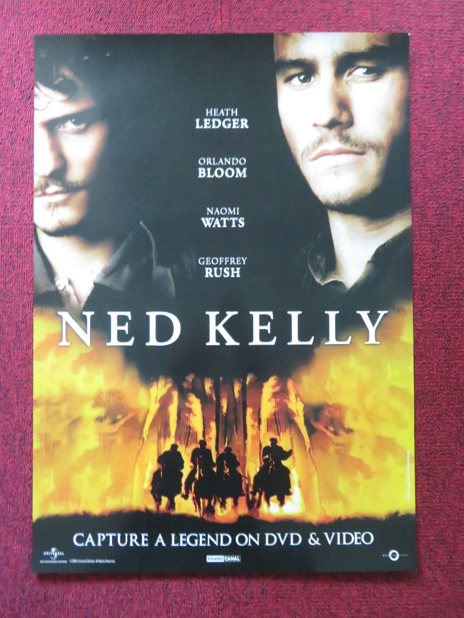 NED KELLY DVD & VHS VIDEO POSTER HEATH LEDGER ORLANDO BLOOM 2003 ...