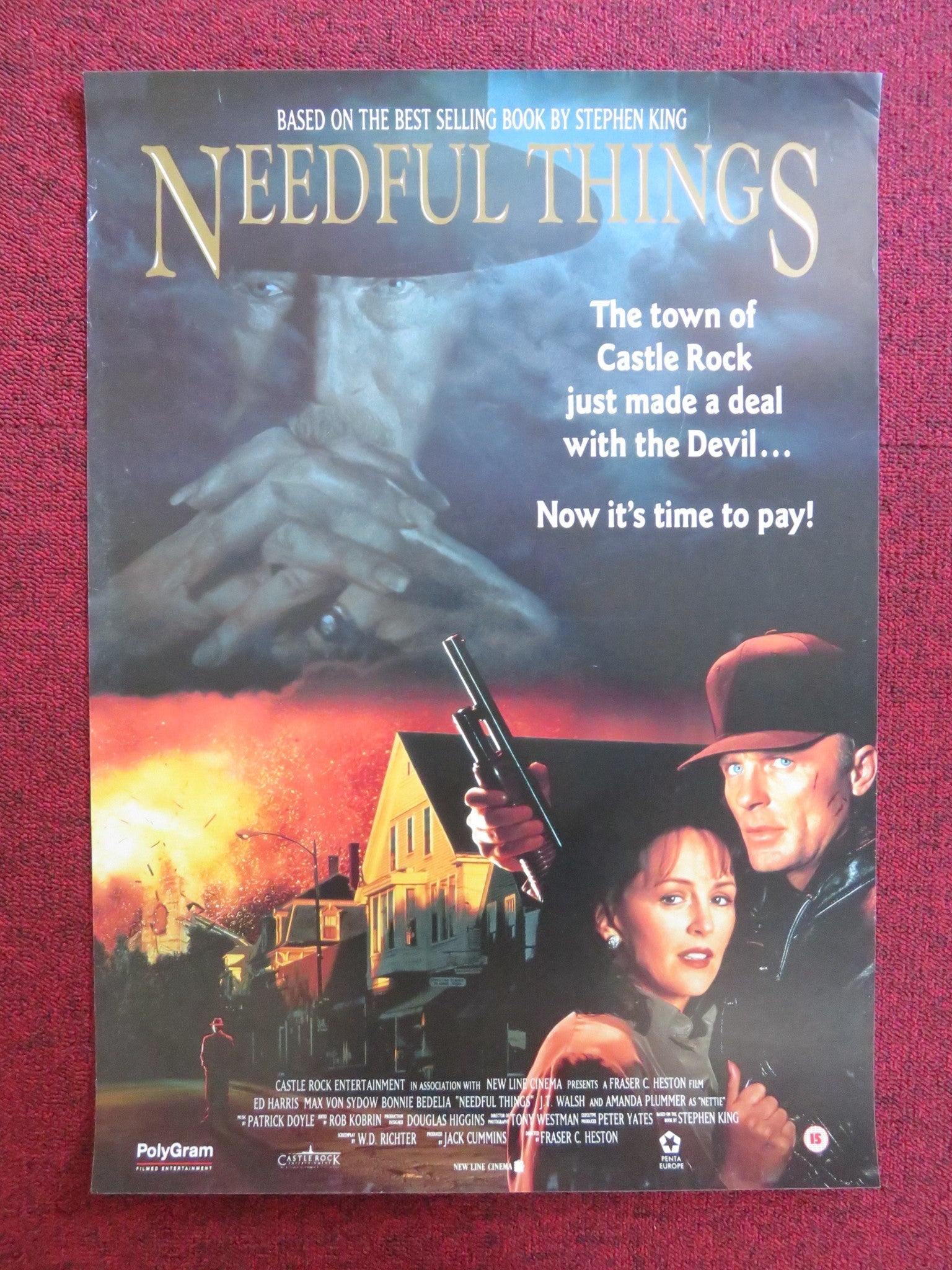 NEEDFUL THINGS VHS VIDEO POSTER ED HARRIS MAX VON SYDOW 1993 ...
