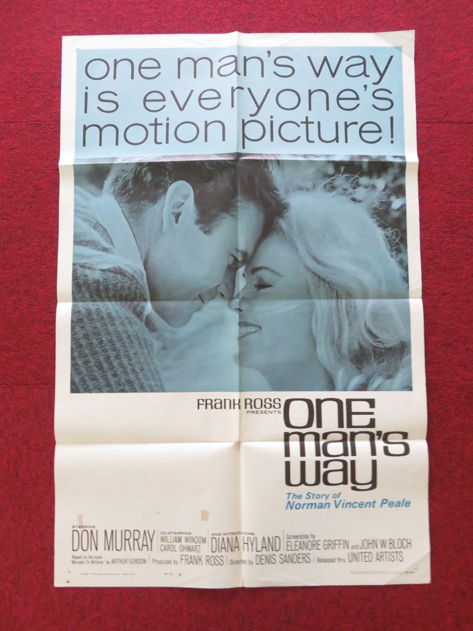 ONE MAN'S WAY FOLDED US ONE SHEET POSTER DON MURRAY DIANA HYLAND 1964 ...