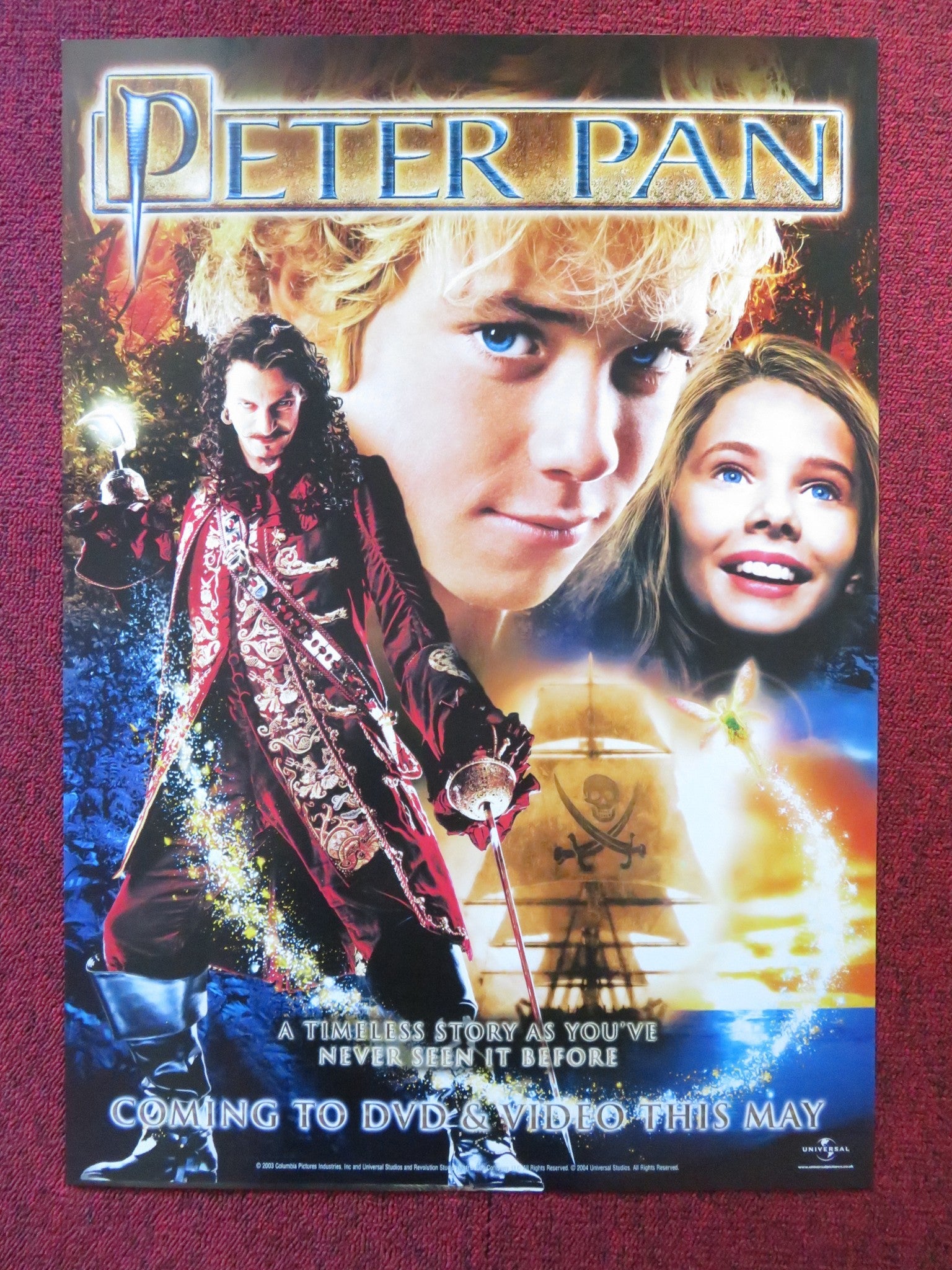 PETER PAN DVD & VHS VIDEO POSTER JASON ISAACS JEREMY SUMPTER 2004 ...