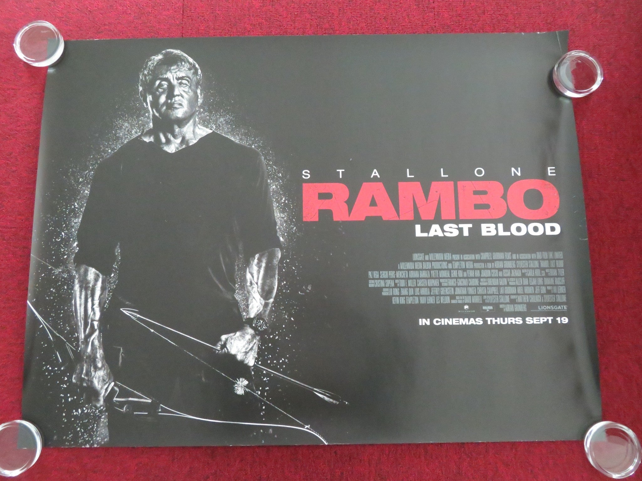 RAMBO: LAST BLOOD - A UK QUAD ROLLED POSTER SYLVESTER STALLONE PAZ VEG ...