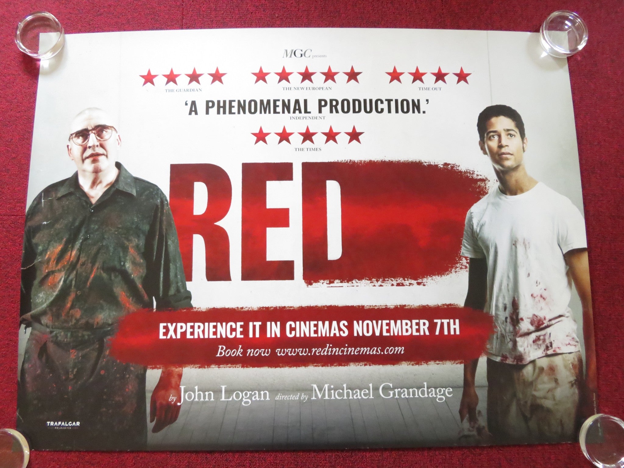 RED UK QUAD ROLLED POSTER ALFRED MOLINA EDDIE REDMAYNE MARK ROTHKO 201 ...