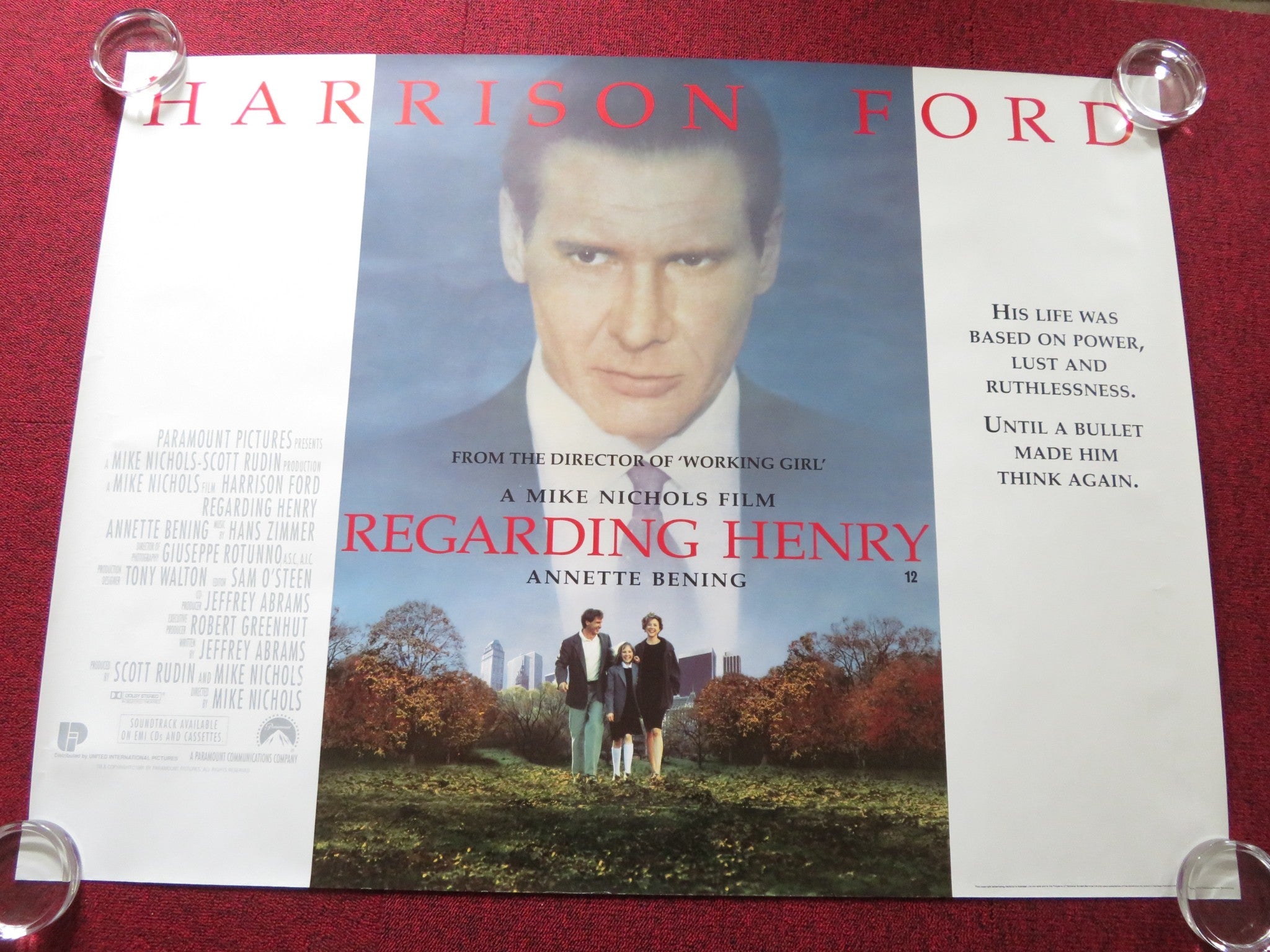 REGARDING HENRY UK QUAD ROLLED POSTER HARRISON FORD ANNETTE BENING 199 ...