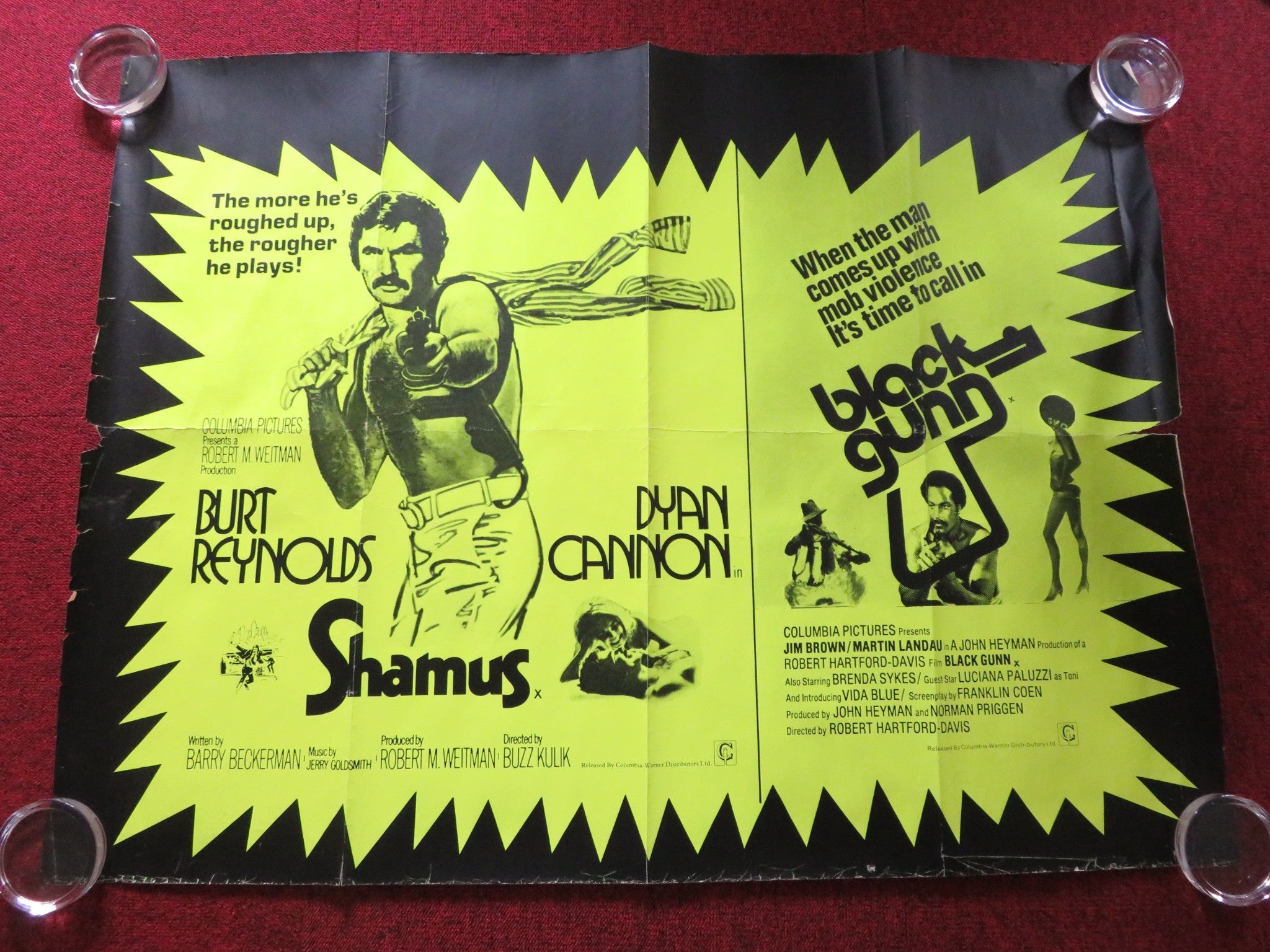 SHAMUS / BLACK GUNN COMBO UK QUAD ROLLED POSTER BURT REYNOLDS JIM BROW ...