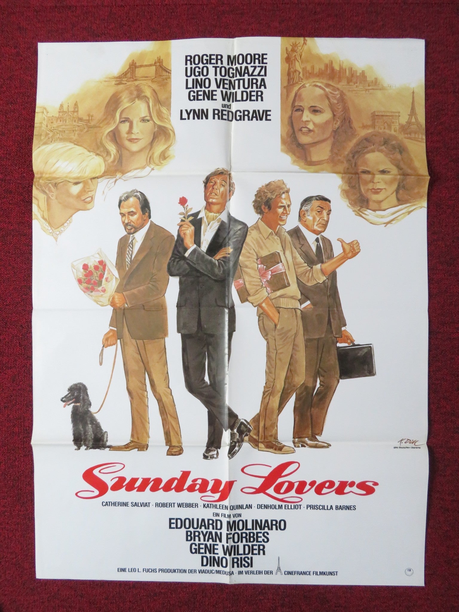 SUNDAY LOVERS GERMAN A1 POSTER FOLDED ROGER MOORE LINO VENTURA 1980 ...