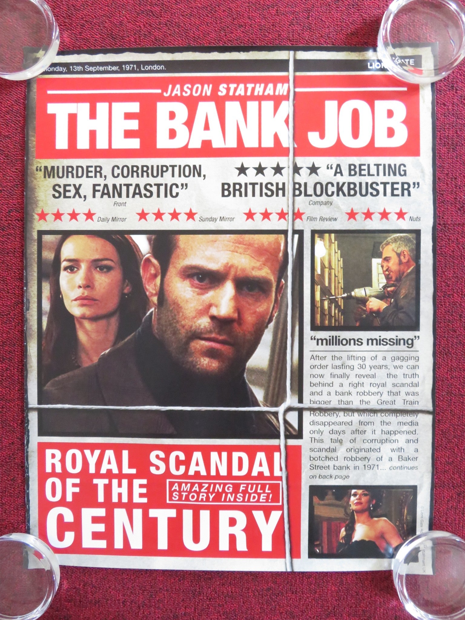 THE BANK JOB VHS VIDEO POSTER JASON STATHAM SAFFRON BURROWS 2008 ...
