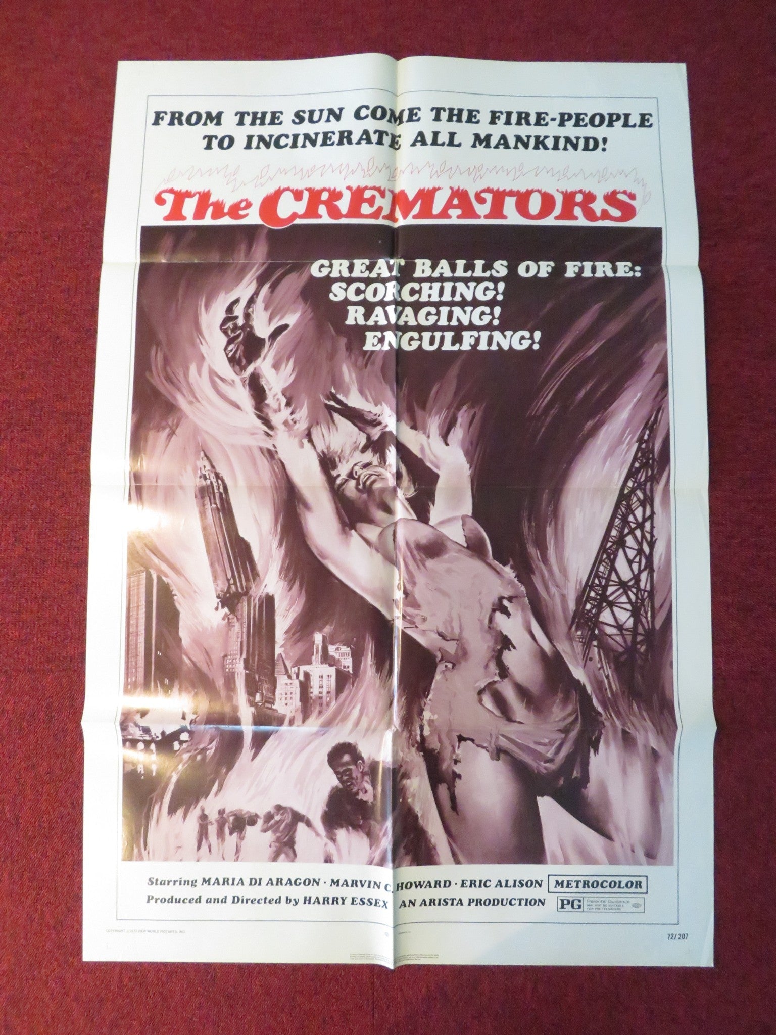 THE CREMATORS FOLDED US ONE SHEET POSTER MARIA DE ARAGON MARVIN HOWARD ...