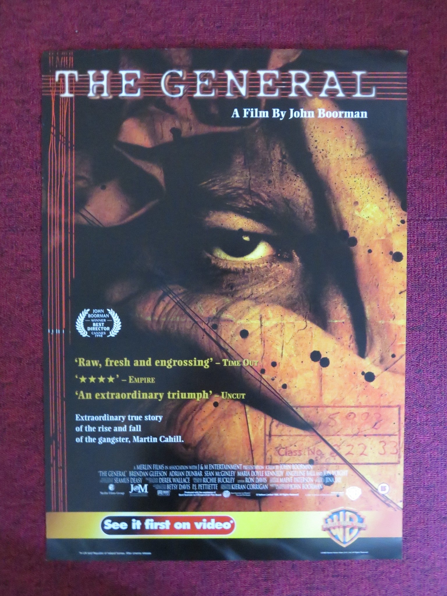 THE GENERAL VHS VIDEO POSTER BRENDAN GLEESON JON VOIGHT 1998 ...