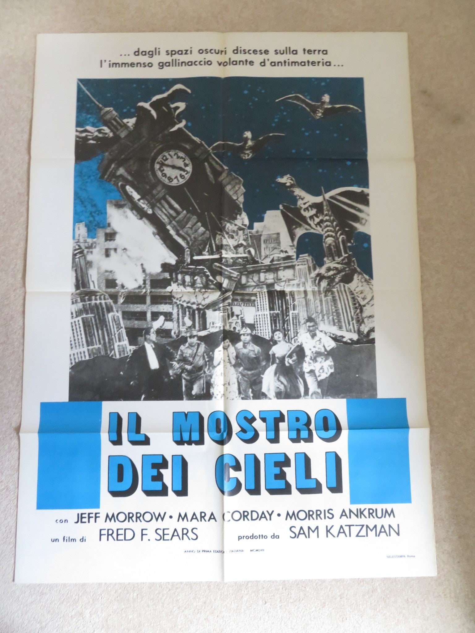 THE GIANT CLAW ITALIAN 2 FOGLIO POSTER JEFF MORROW MARA CORDAY 1957 ...