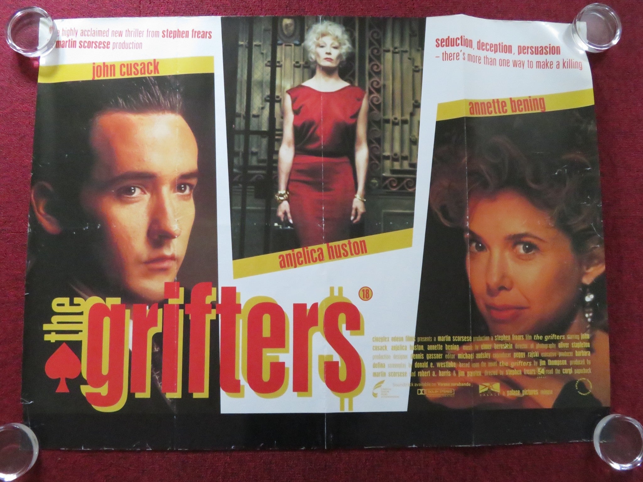 THE GRIFTERS UK QUAD ROLLED POSTER ANJELICA HUSTON JOHN CUSACK 1990 ...