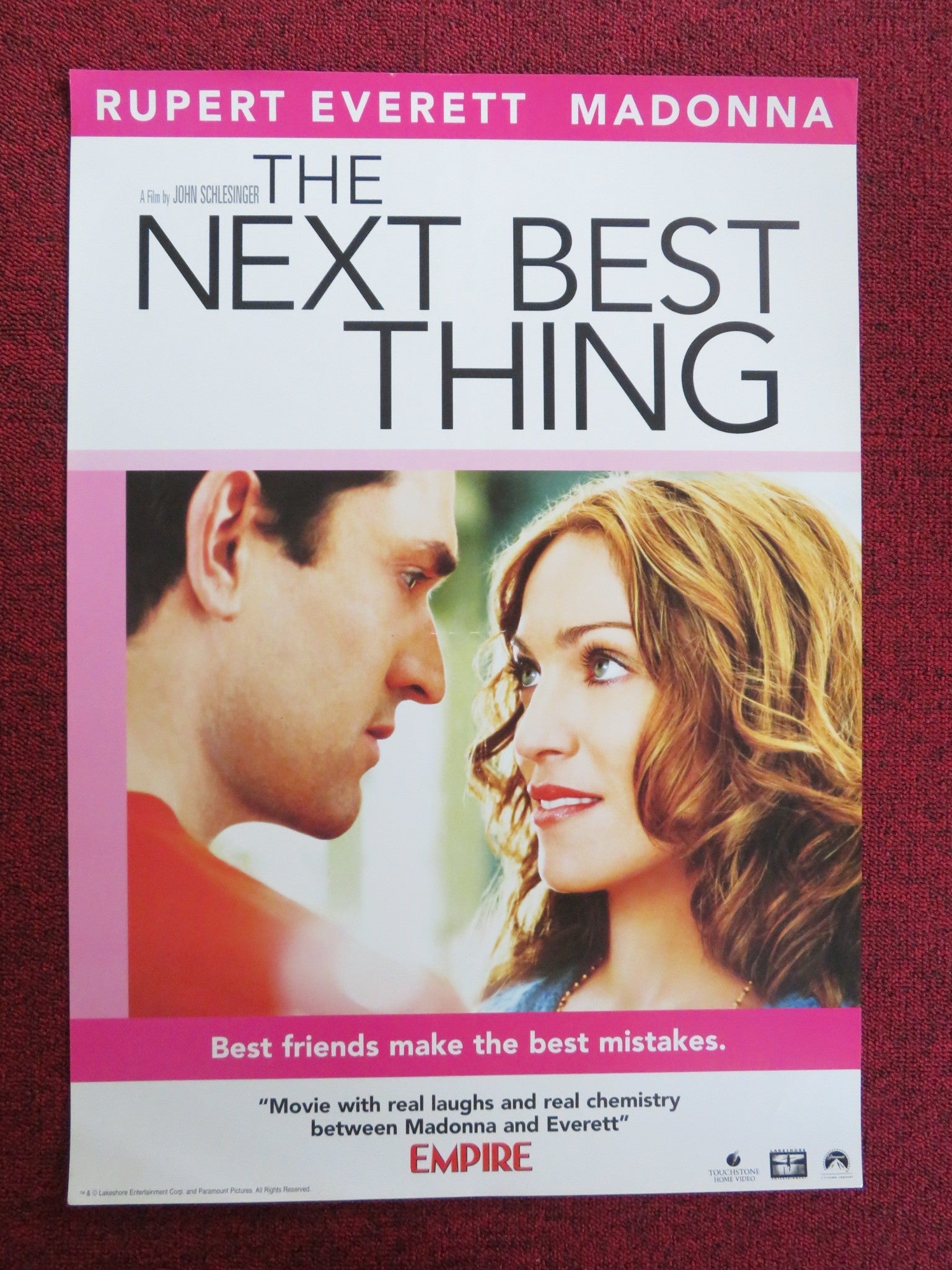 THE NEXT BEST THING VHS VIDEO POSTER MADONNA RUPERT EVERETT 2000 ...