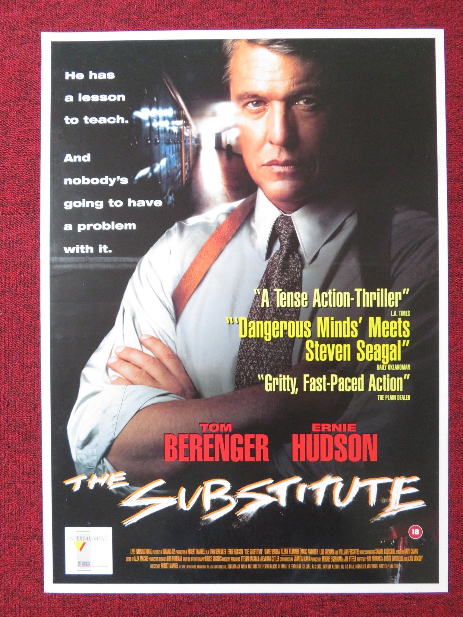 THE SUBSTITUTE VHS POSTER ROLLED TOM BERENGER ERNIE HUDSON 1996 ...
