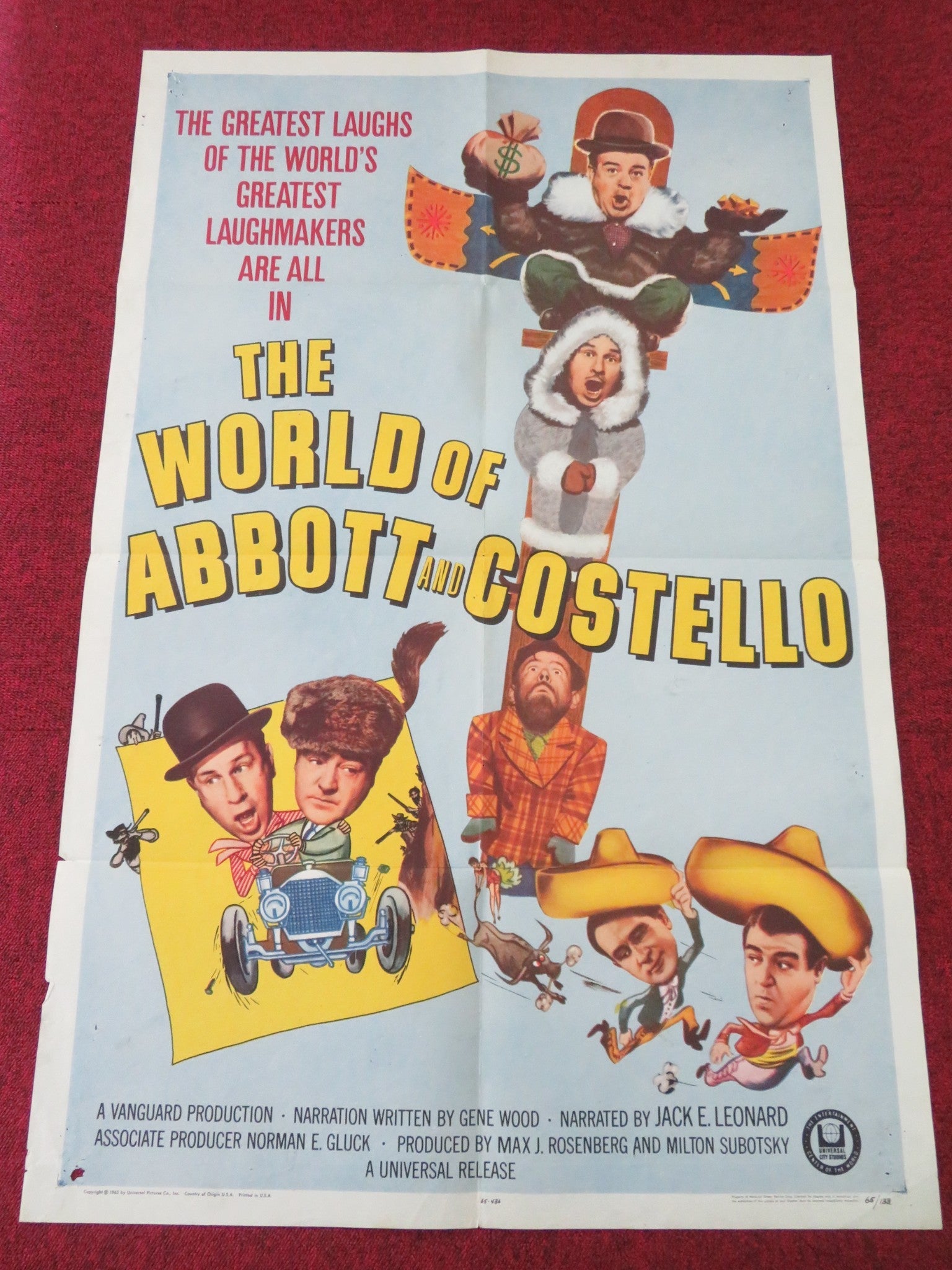 THE WORLD OF ABBOTT & COSTELLO FOLDED US ONE SHEET POSTER JACK E. LEON ...