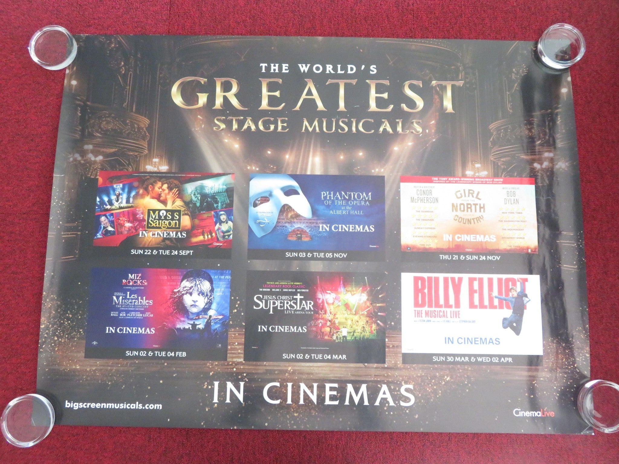THE WORLD'S GREATEST STAGE MUSICALS IN CINEMAS - B UK QUAD ROLLED POST ...