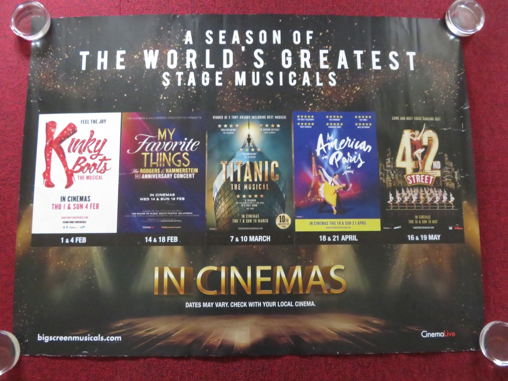THE WORLD'S GREATEST STAGE MUSICALS IN CINEMAS UK QUAD ROLLED POSTER 2 ...