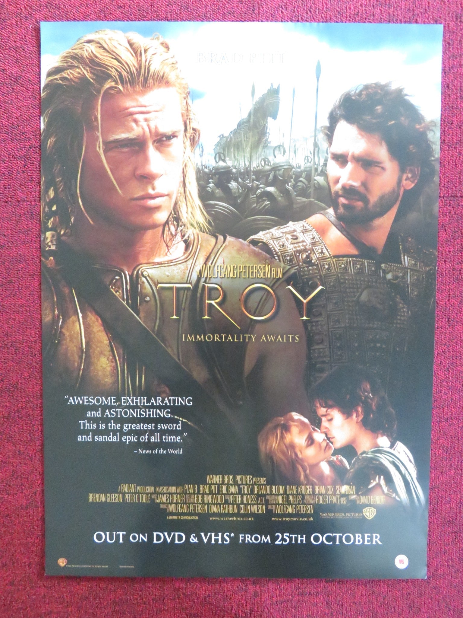 TROY DVD & VHS VIDEO POSTER BRAD PITT ERIC BANA ORLANDO BLOOM 2004 ...
